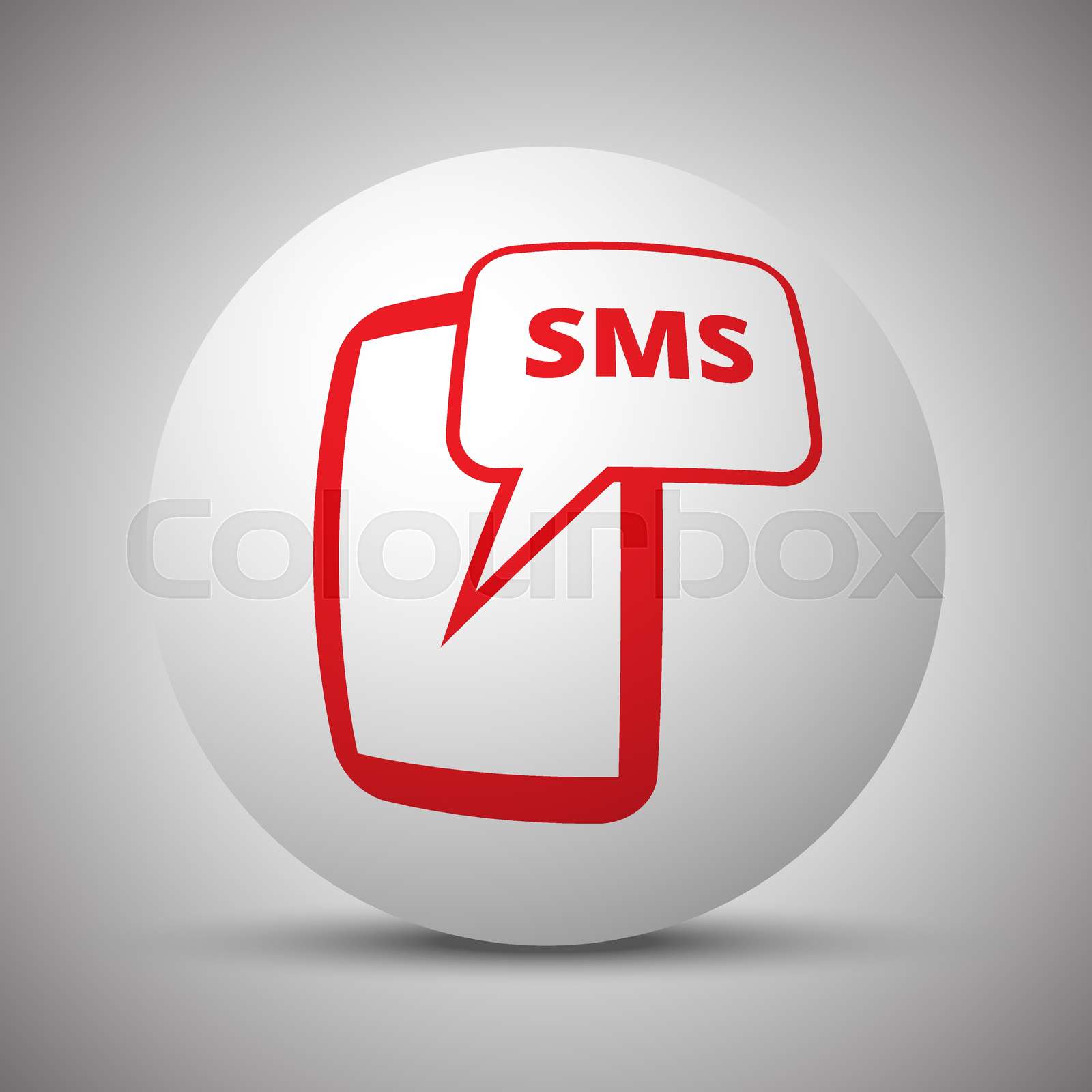 Red Sms icon on white sphere | Stock vector | Colourbox