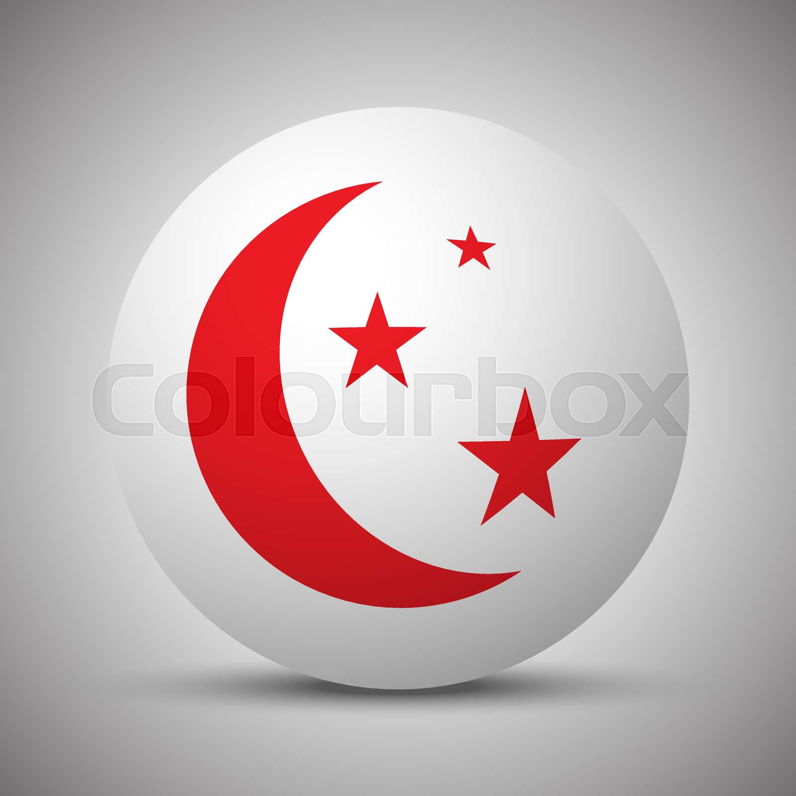 Red Moon And Stars icon on white sphere | Stock vector | Colourbox