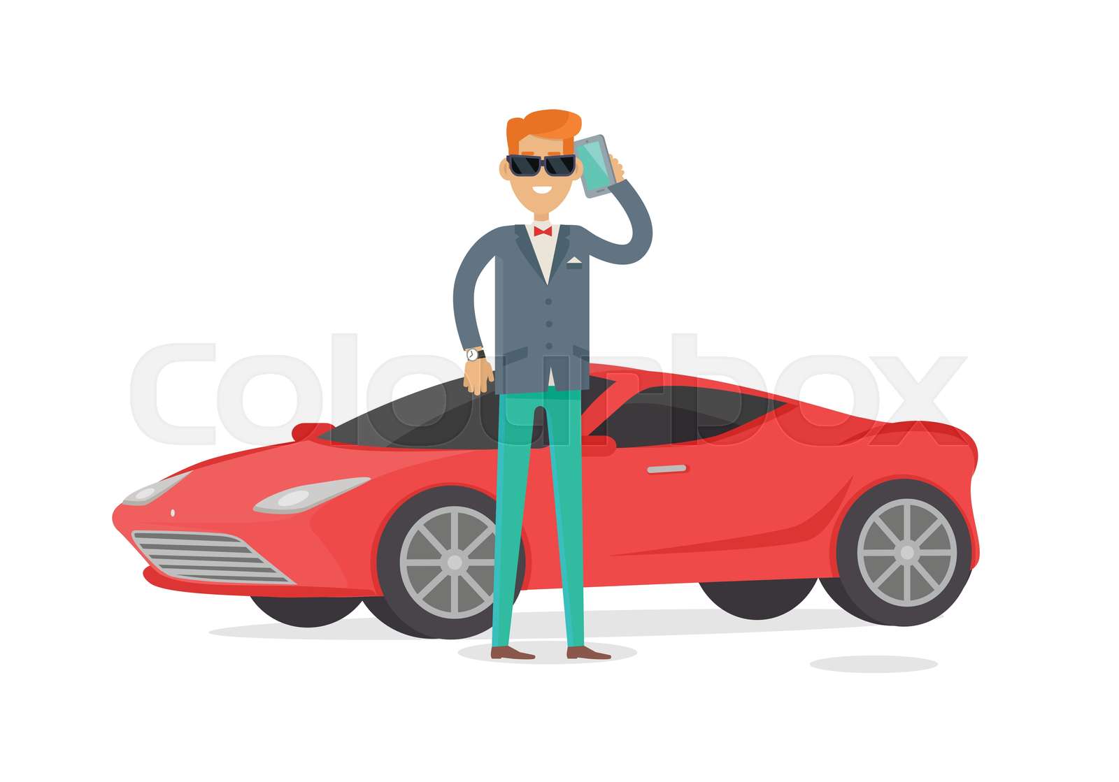 Rich Man in Expensive Suit Standing Near Coupe Car | Stock vector ...