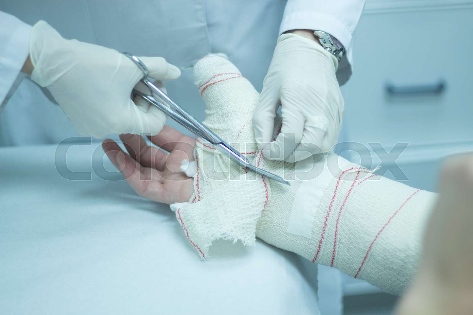 Doctor patient plaster cast | Stock image | Colourbox