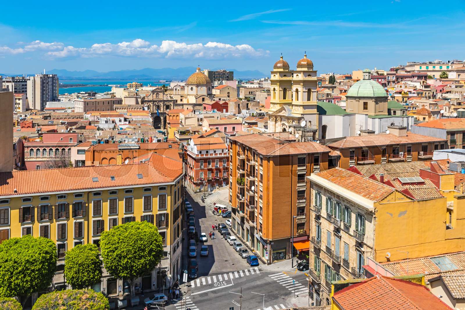 Aerial view of Cagliari old town, Sardinia, Italy | Stock image | Colourbox