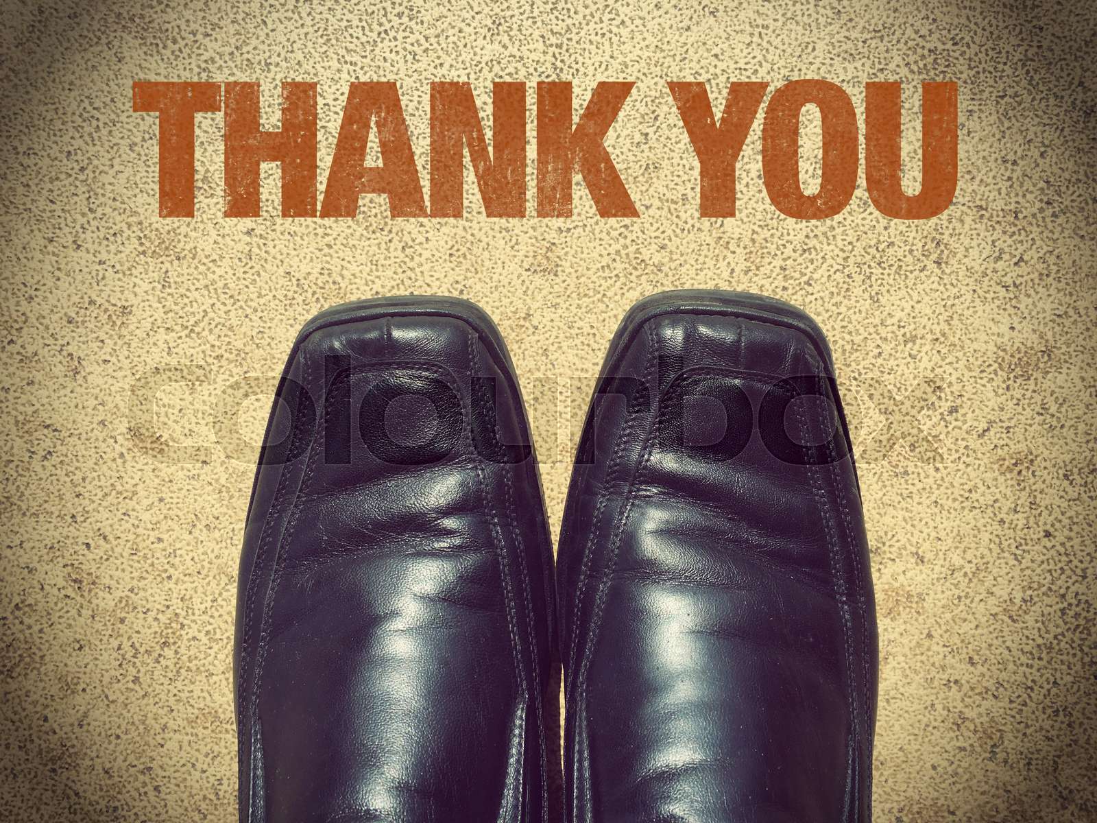 Black men shoes with word Thank you | Stock image | Colourbox