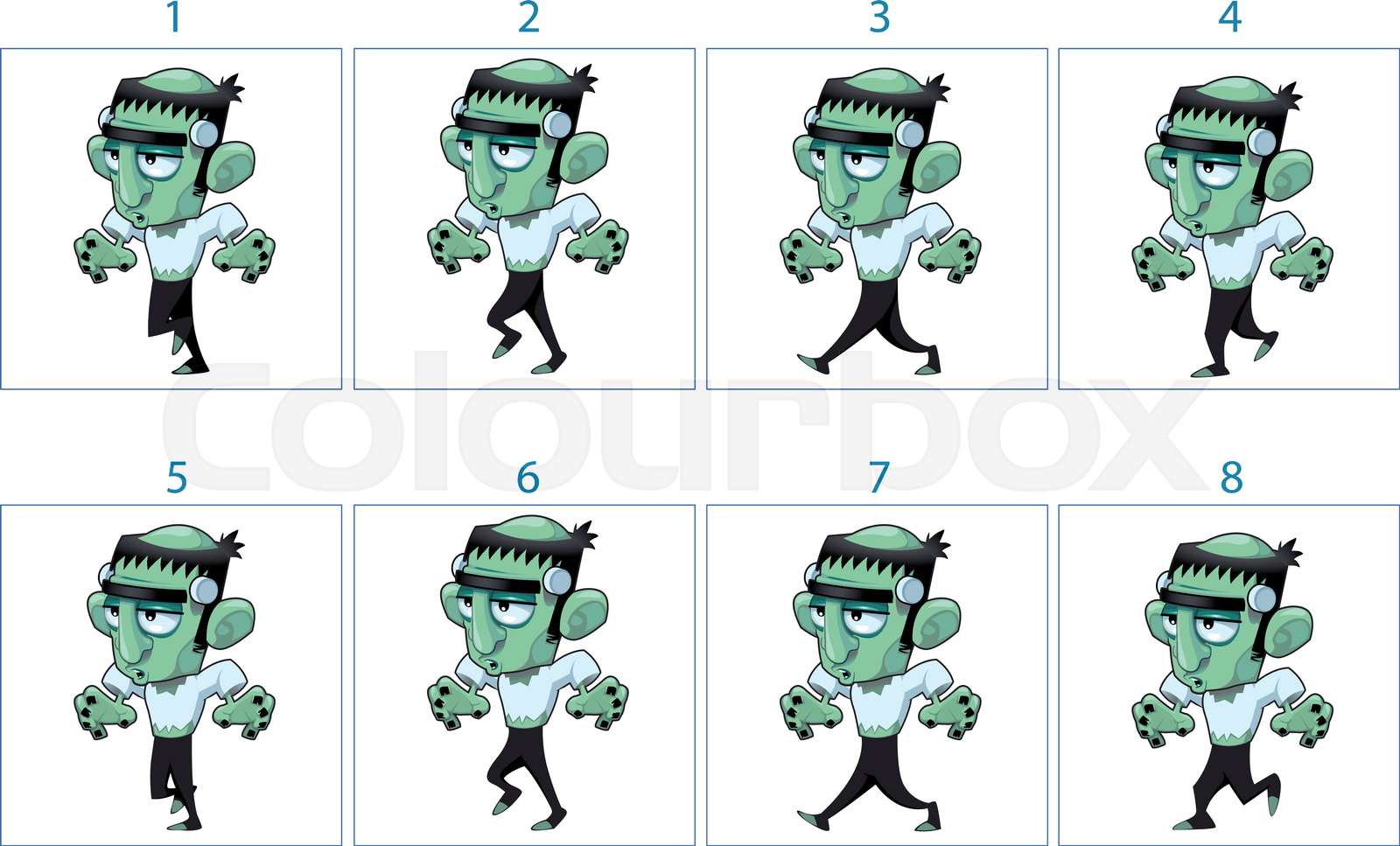 Animation of a cartoon monster walking | Stock vector | Colourbox