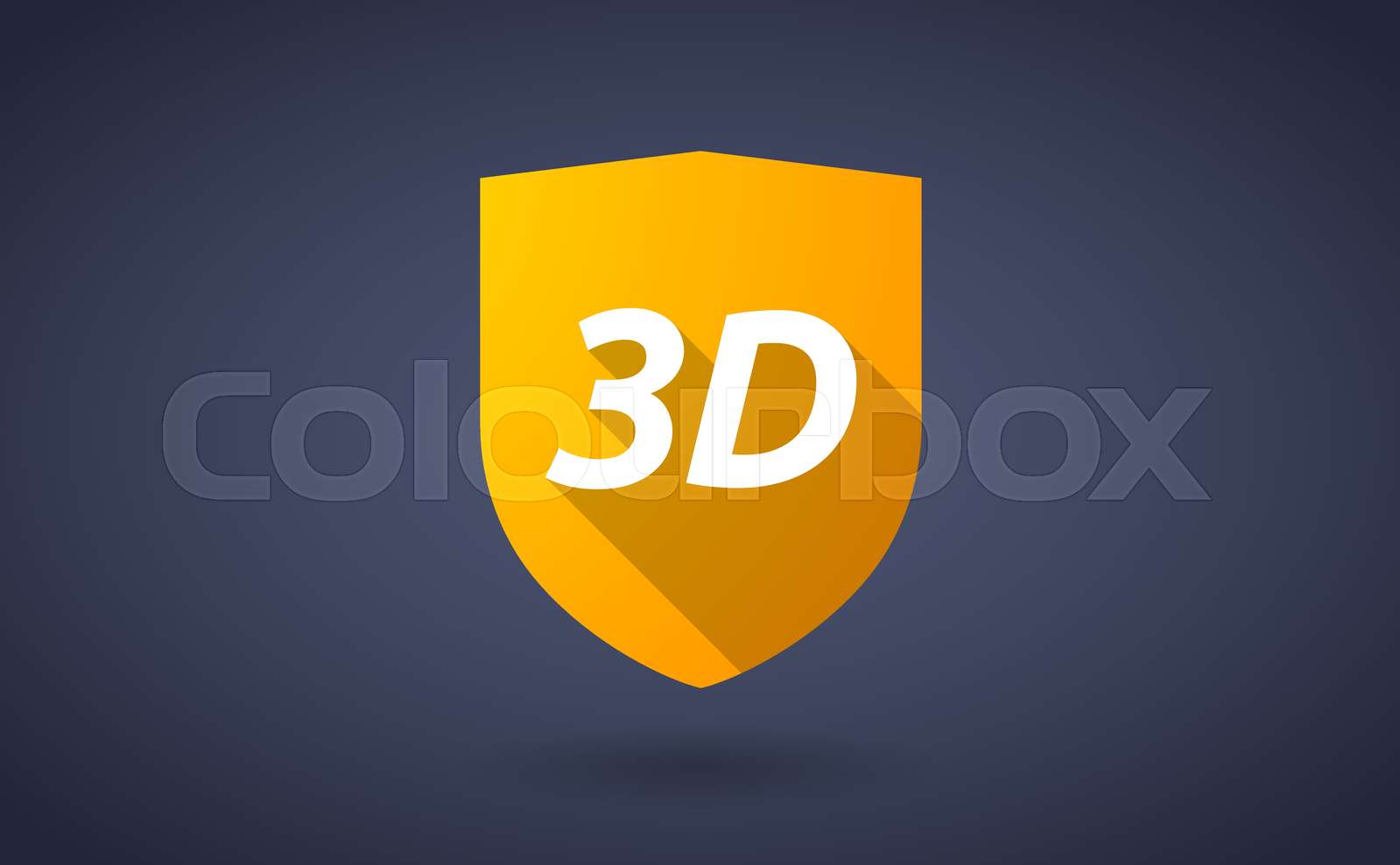 Long shadow shield with the text 3D | Stock vector | Colourbox