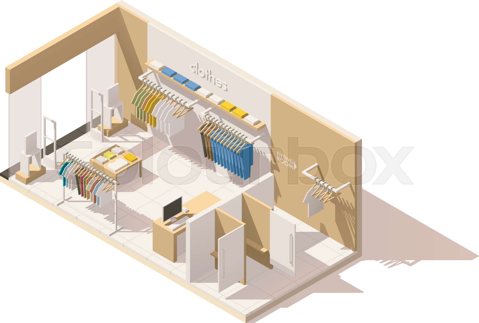 Vector isometric low poly clothing store icon | Stock vector | Colourbox