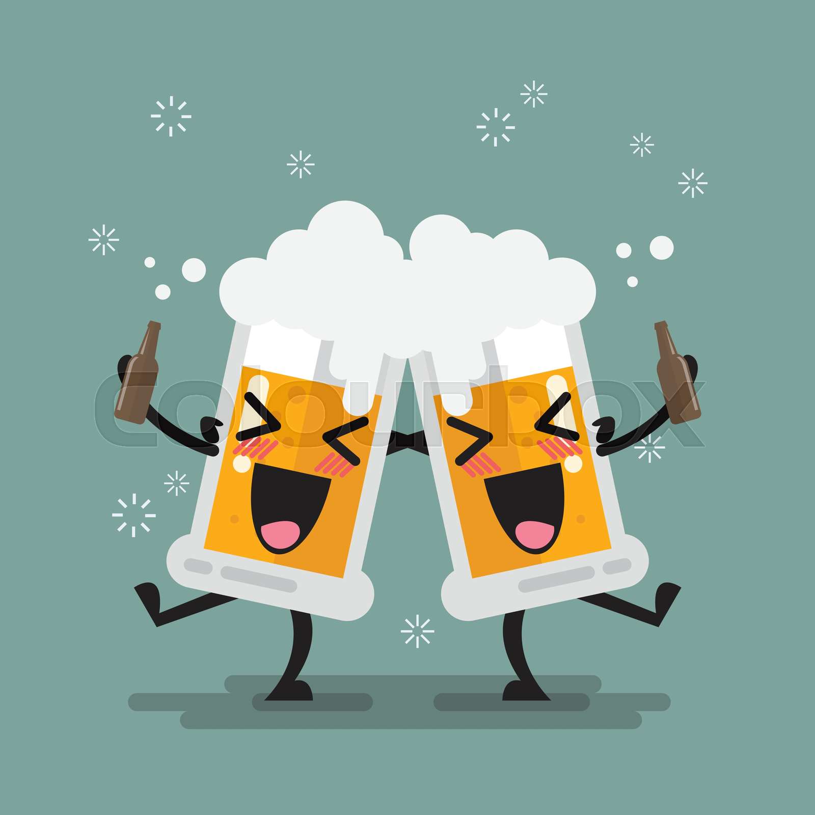 Two drunk beer glasses character | Stock vector | Colourbox