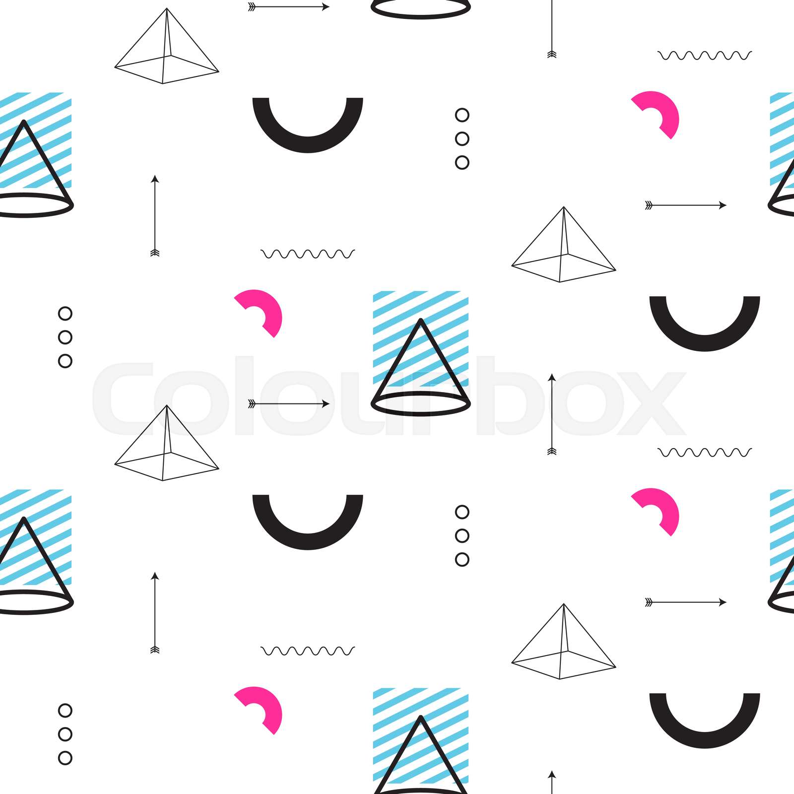 Retro triangles in 90s style seamless vector pattern. | Stock vector ...
