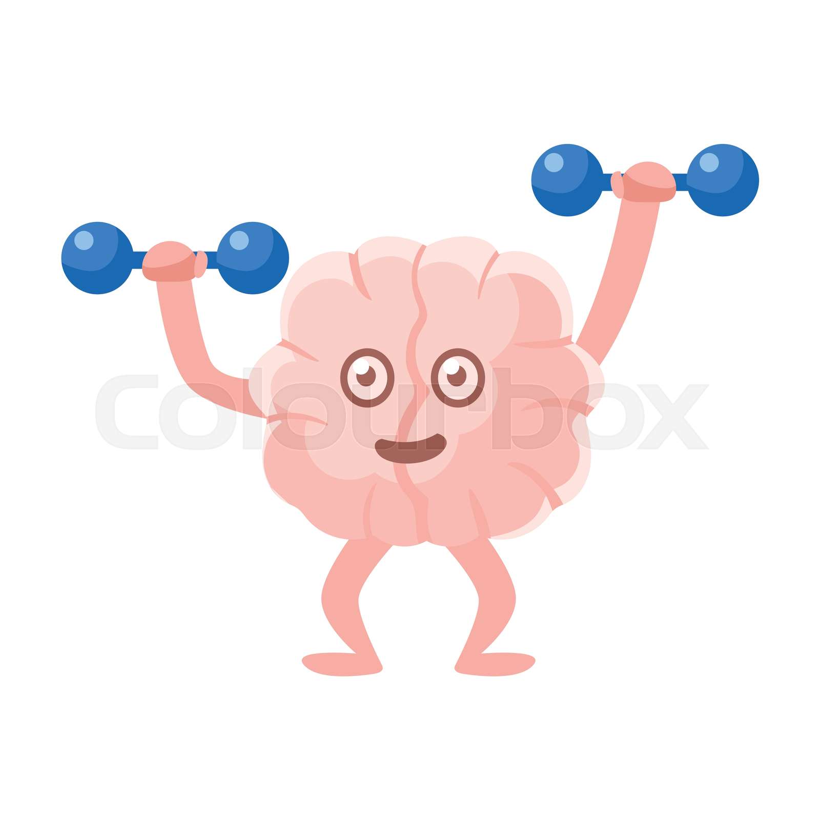 Cartoon Brain Working Out