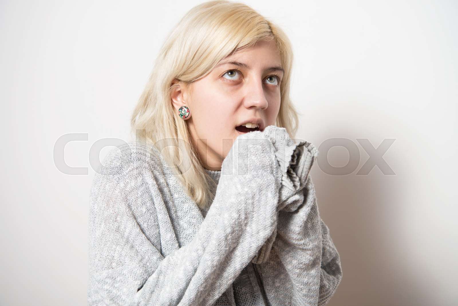 Woman freezing | Stock image | Colourbox