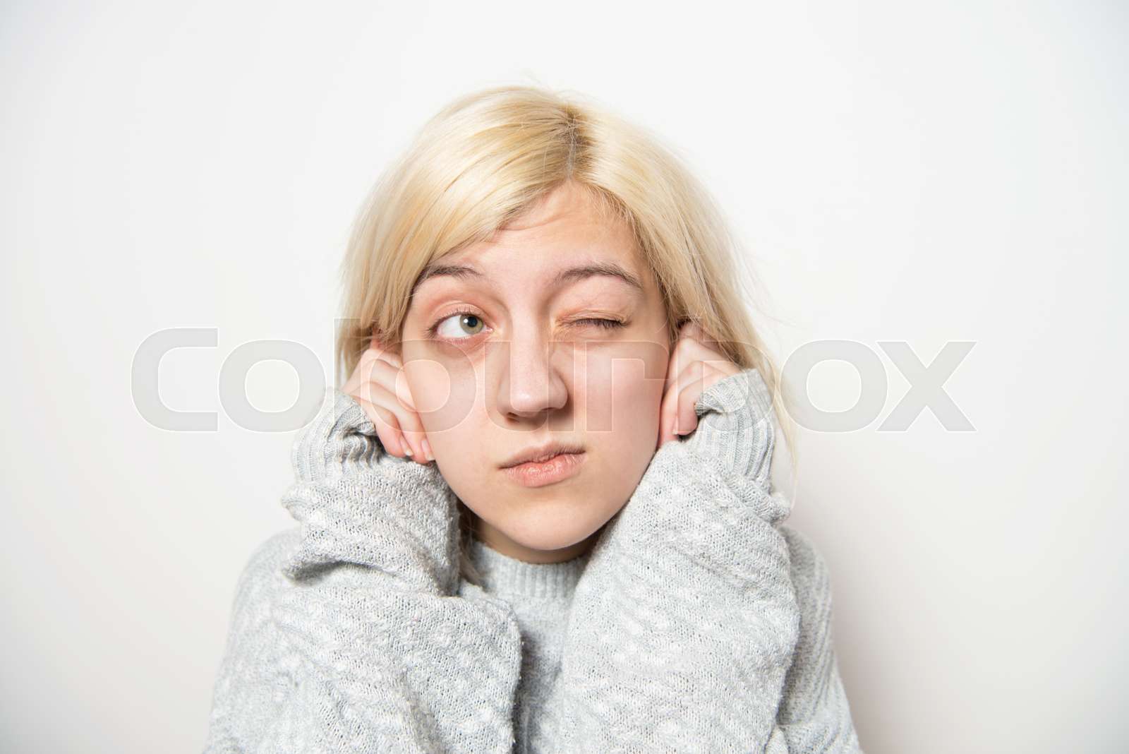 Close ears woman | Stock image | Colourbox