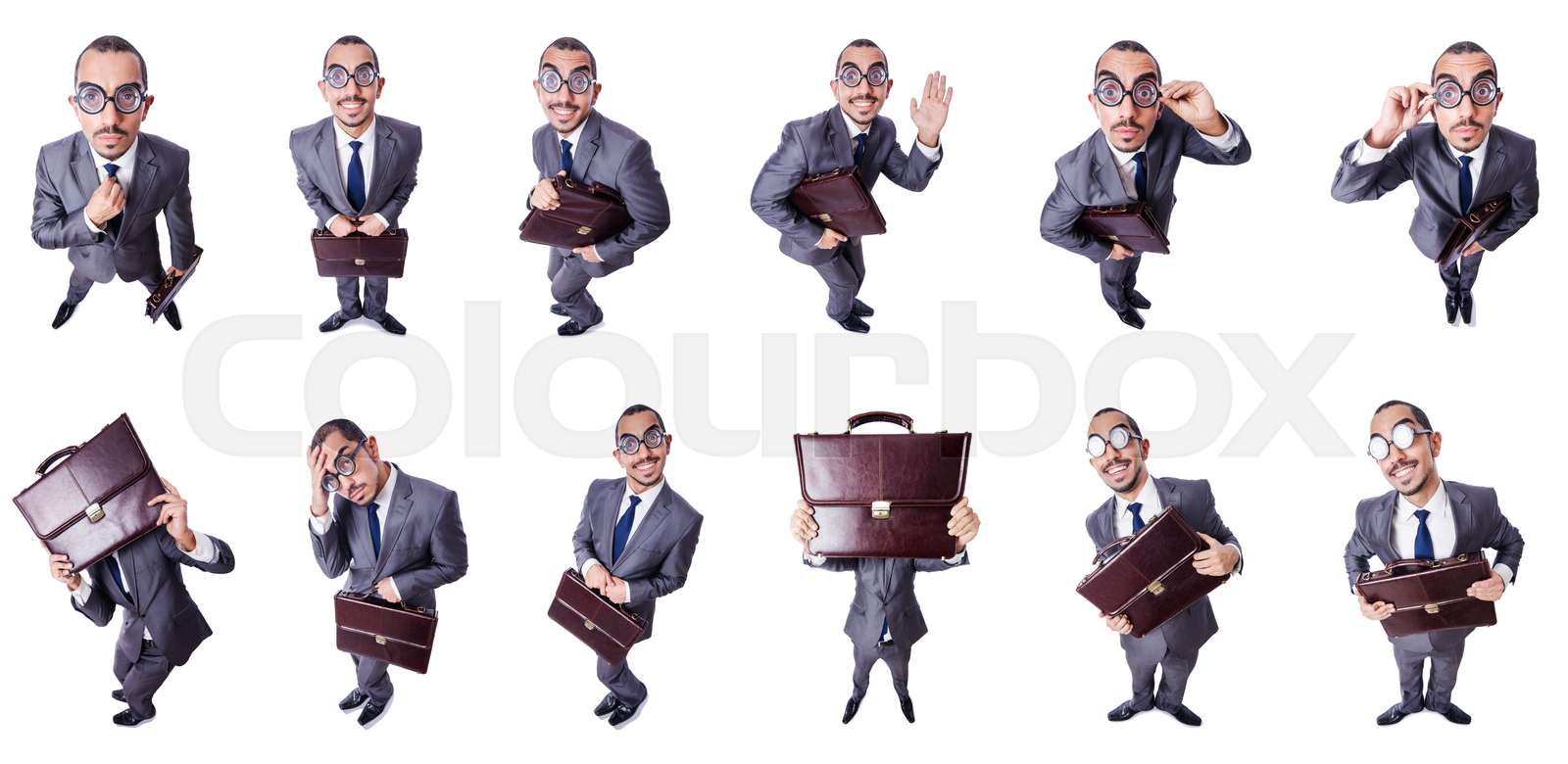 Funny nerd businessman isolated on white | Stock image | Colourbox