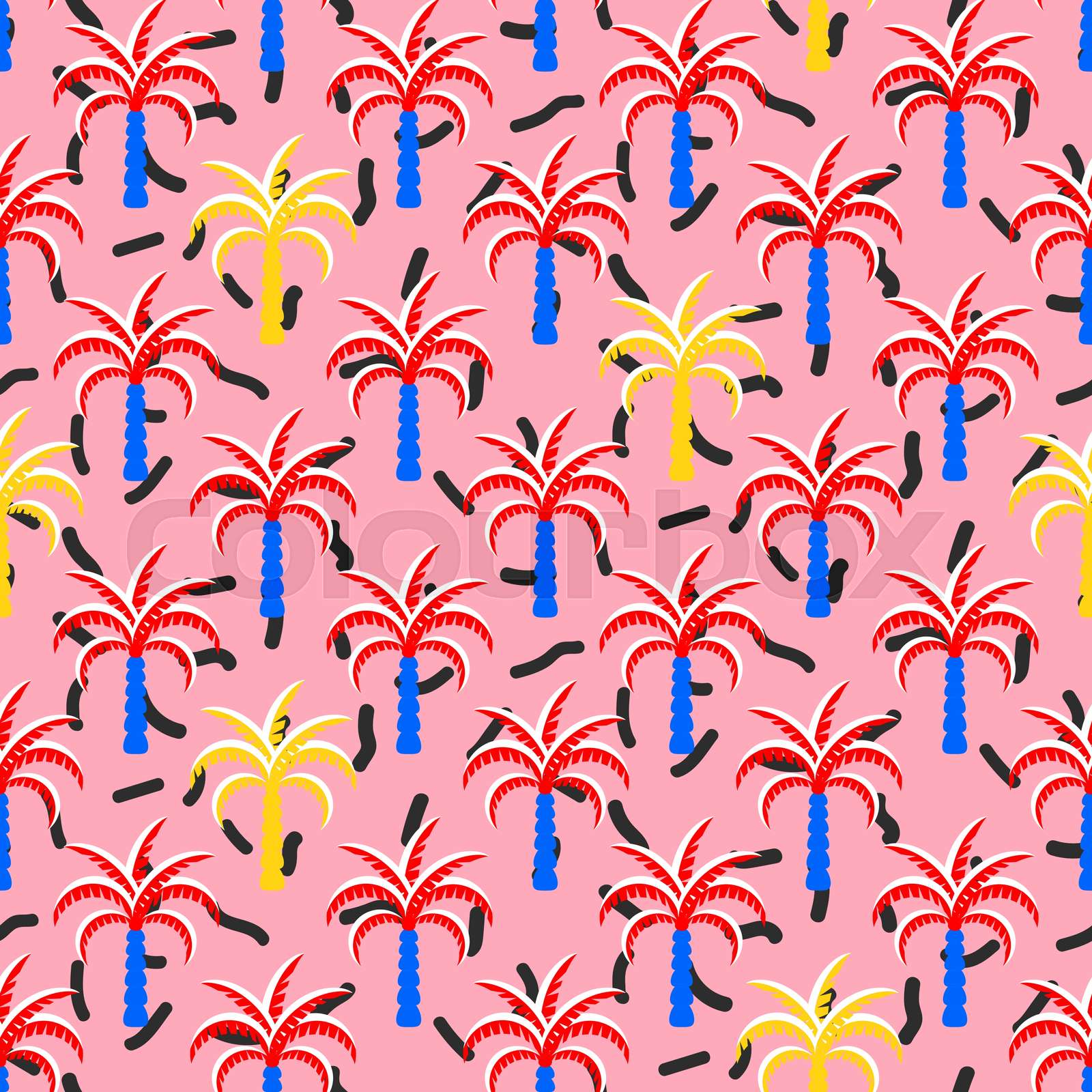 Pop art palm trees seamless vector pattern. | Stock vector | Colourbox