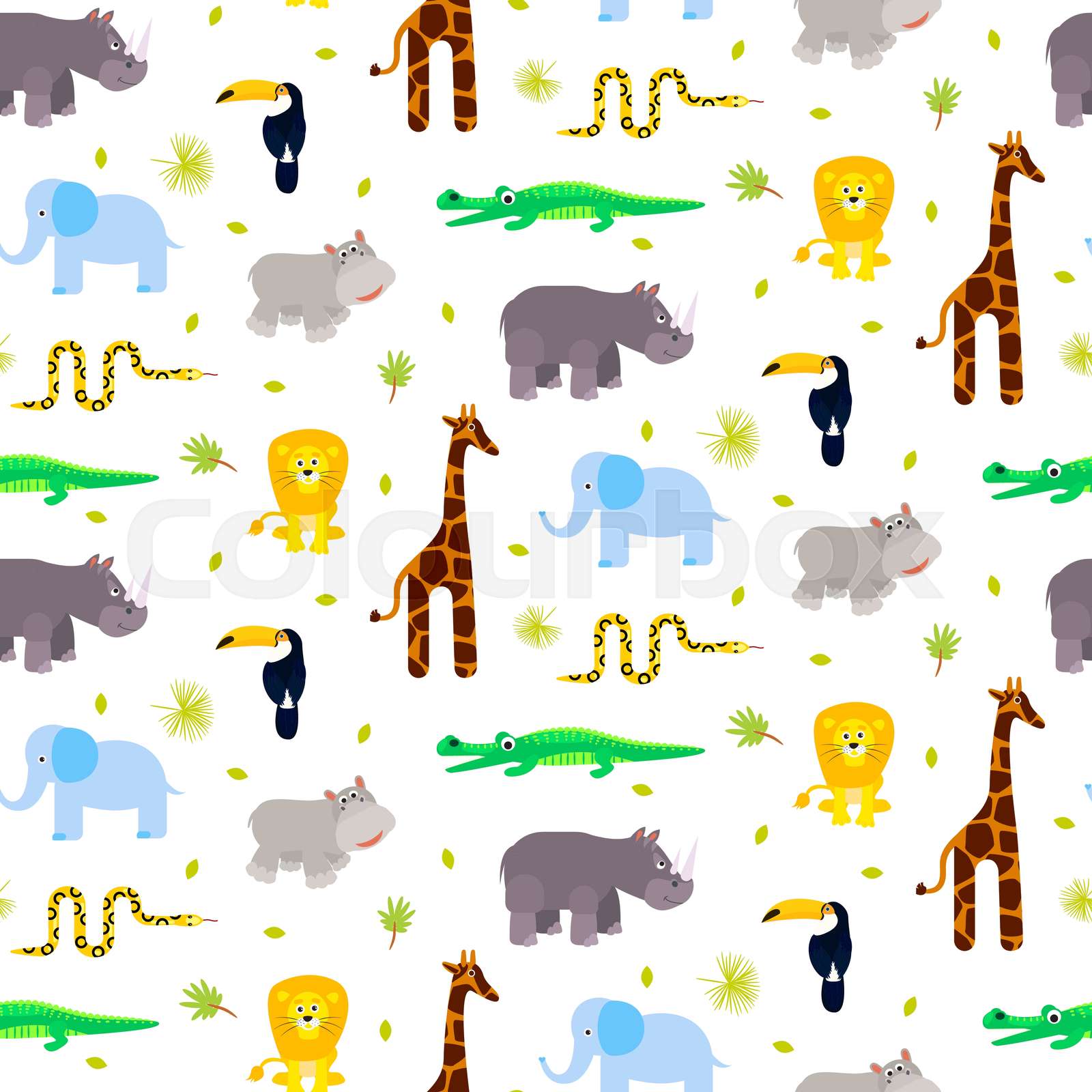 Zoo animals kid seamless pattern vector. | Stock vector | Colourbox