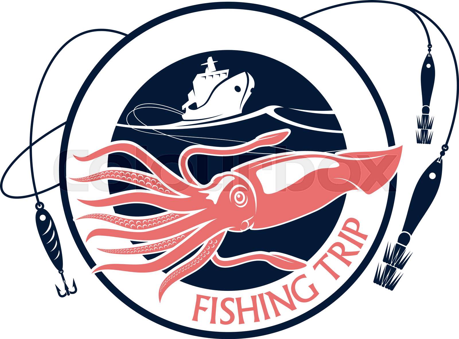 Fishing squid seafood trip vector icon | Stock vector | Colourbox