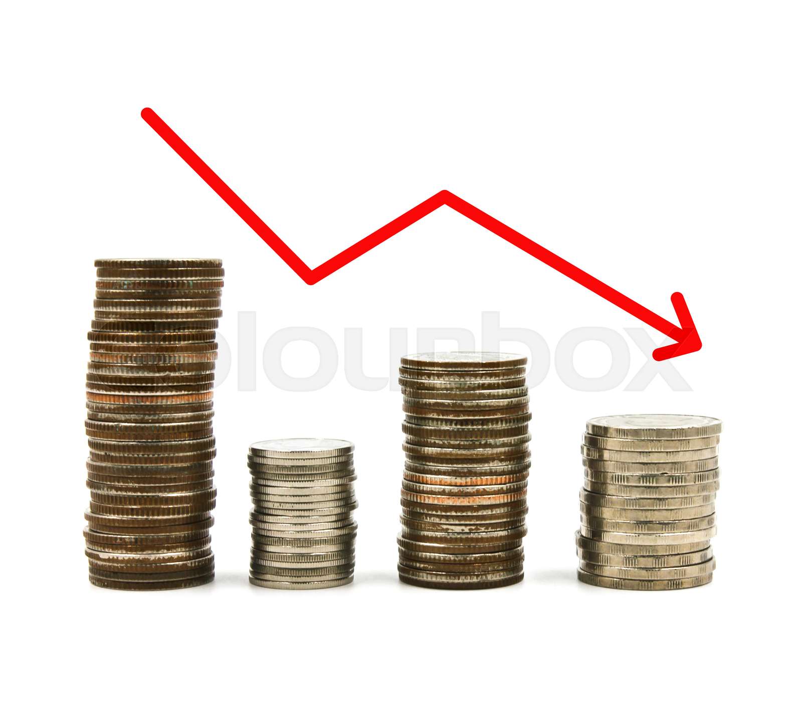 stacked coins graph arrow | Stock image | Colourbox