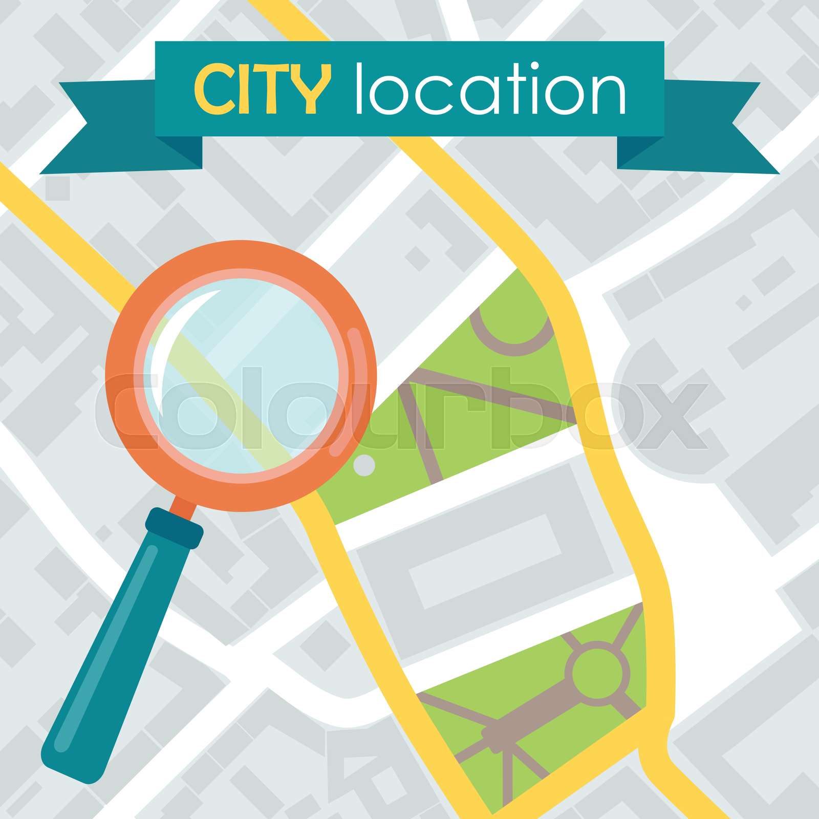 vector illustration of a city map with locations | Stock vector | Colourbox