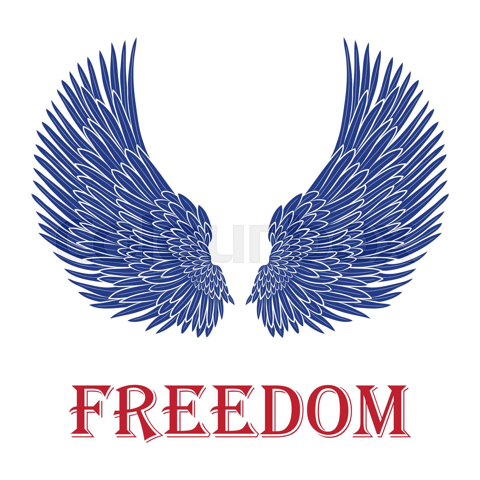vector pair of bird wings with freedom inscription | Stock vector ...