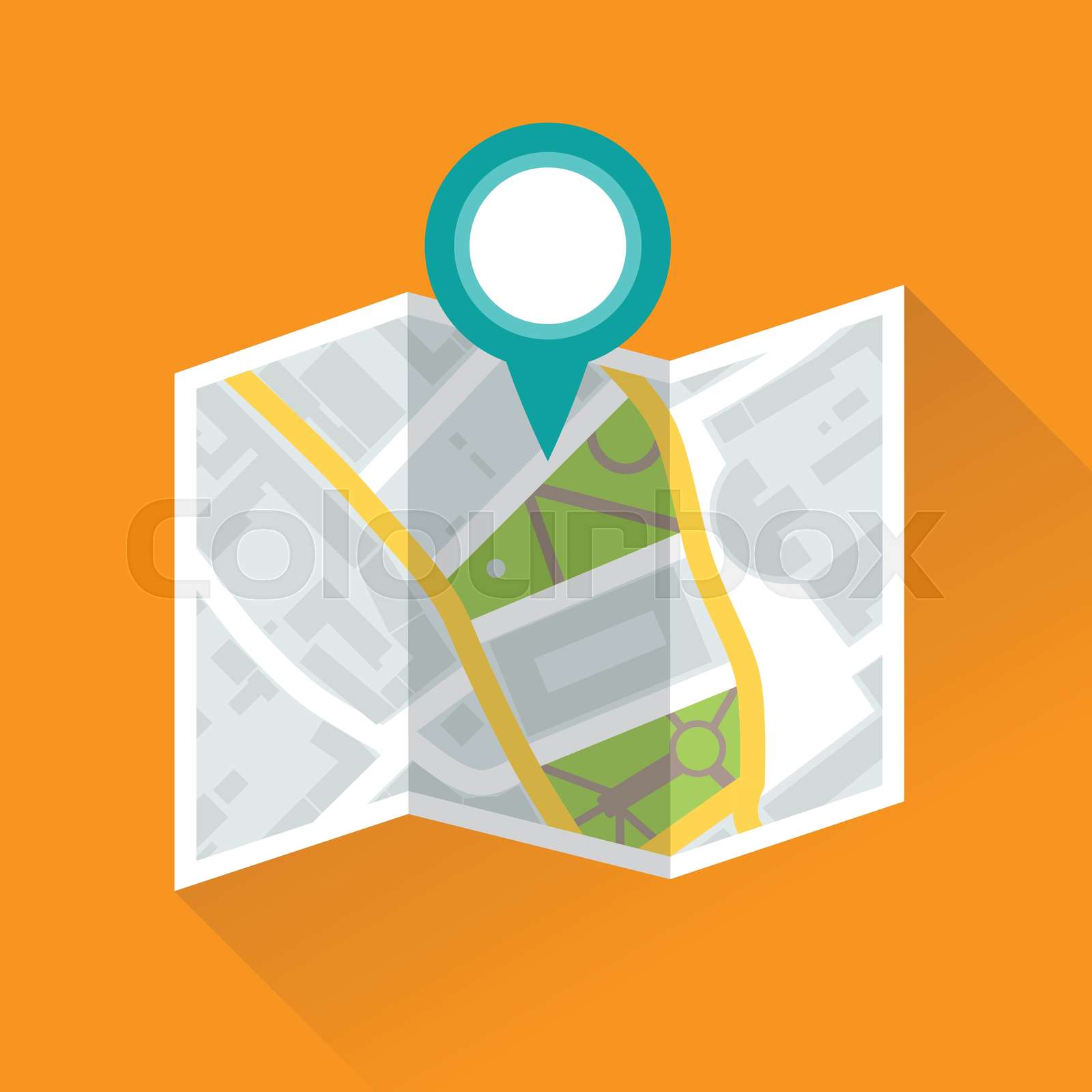 vector illustration of a city map with locations | Stock vector | Colourbox