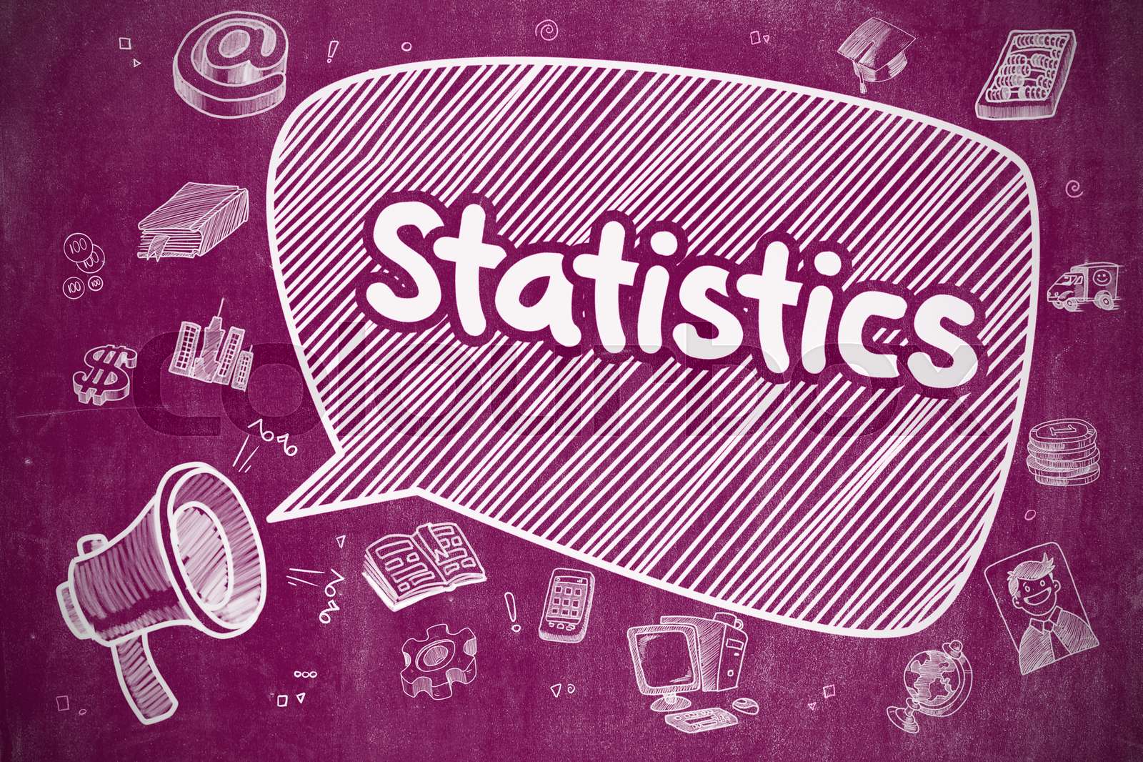 Statistics - Cartoon Illustration on Purple Chalkboard. | Stock image ...