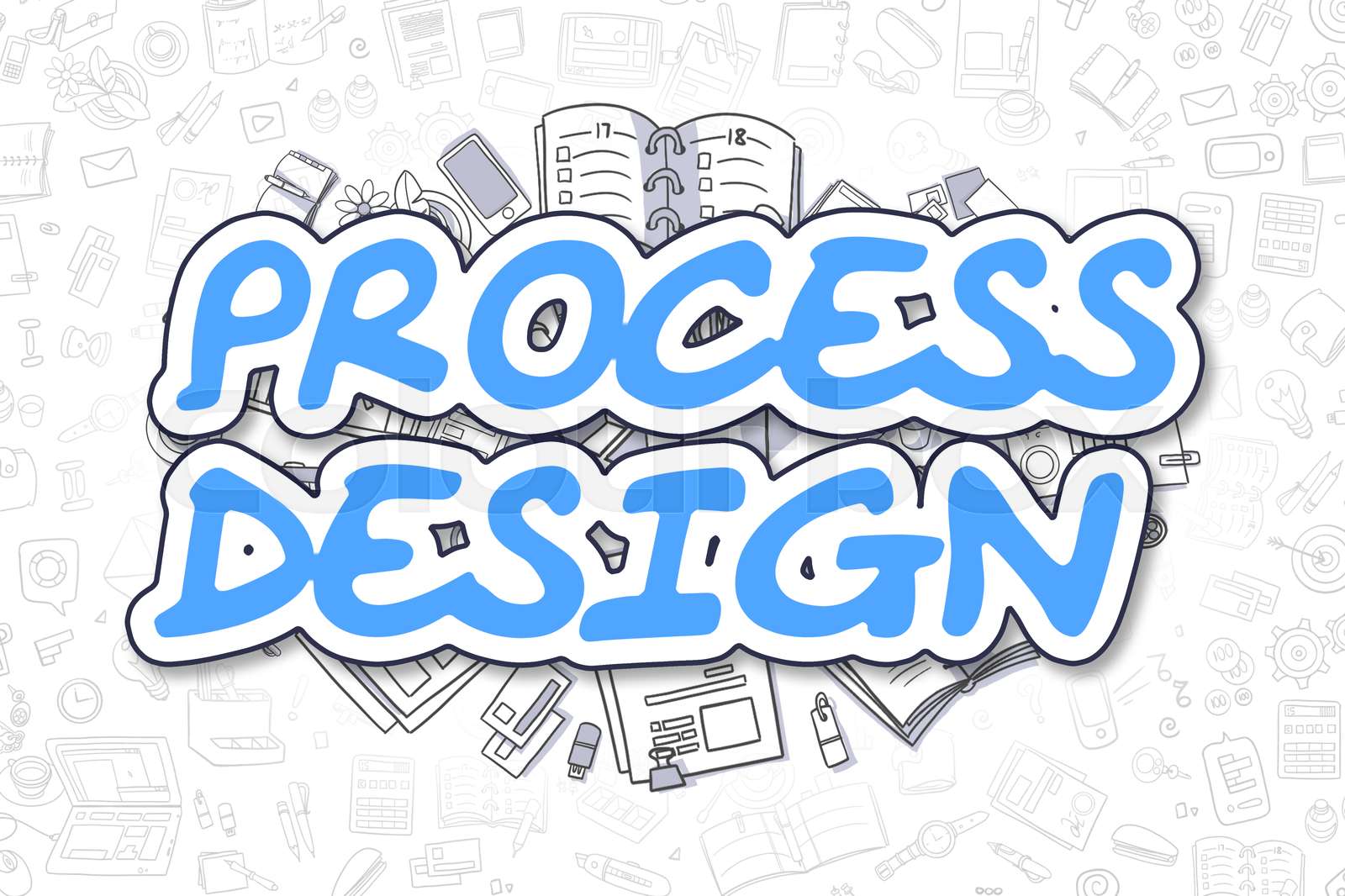 Process Design - Cartoon Blue Text. Business Concept. | Stock image | Colourbox