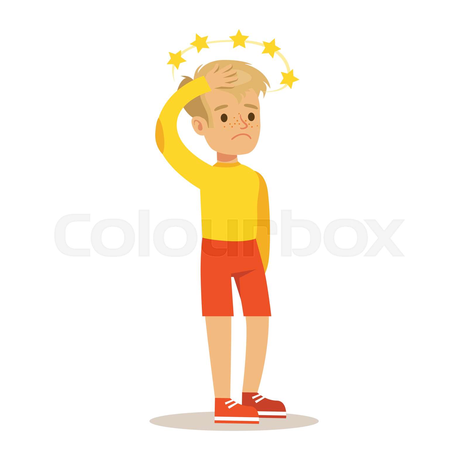 Sick Kid With Concussion And Stars Before Eyes Feeling Unwell Suffering ...