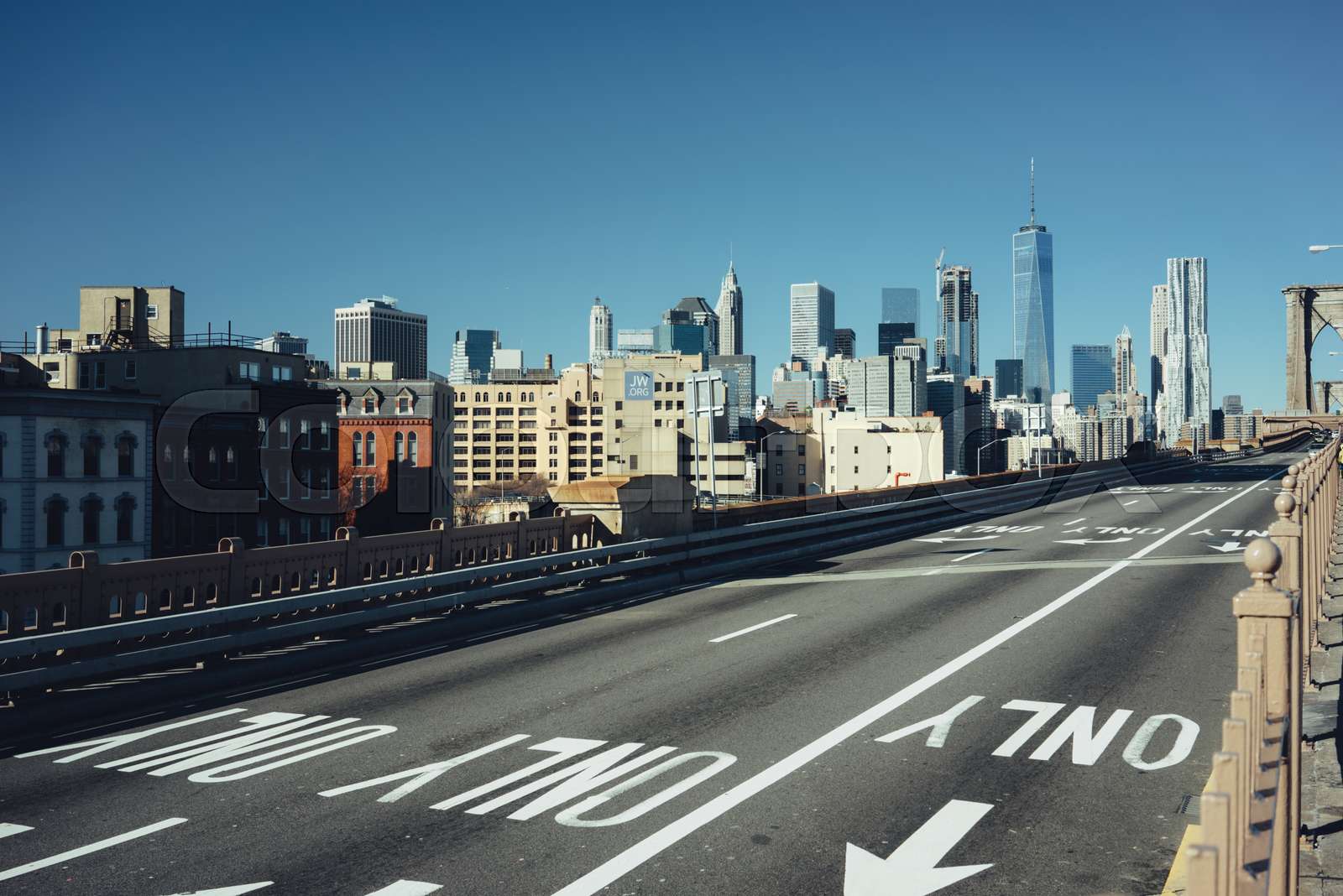 Empty road at the Brooklyn Bridge in New York | Stock image | Colourbox