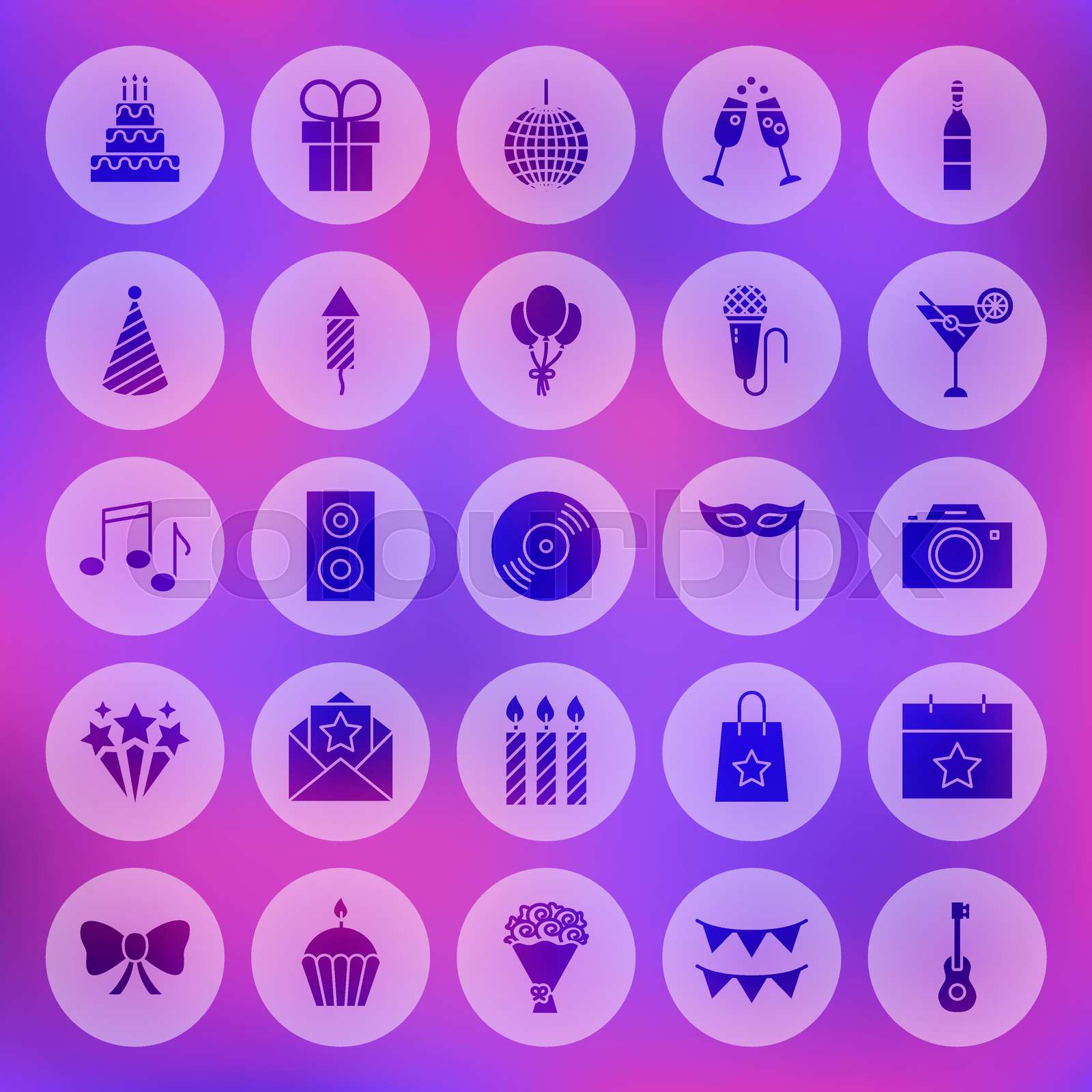 Birthday Solid Circle Icons | Stock vector | Colourbox