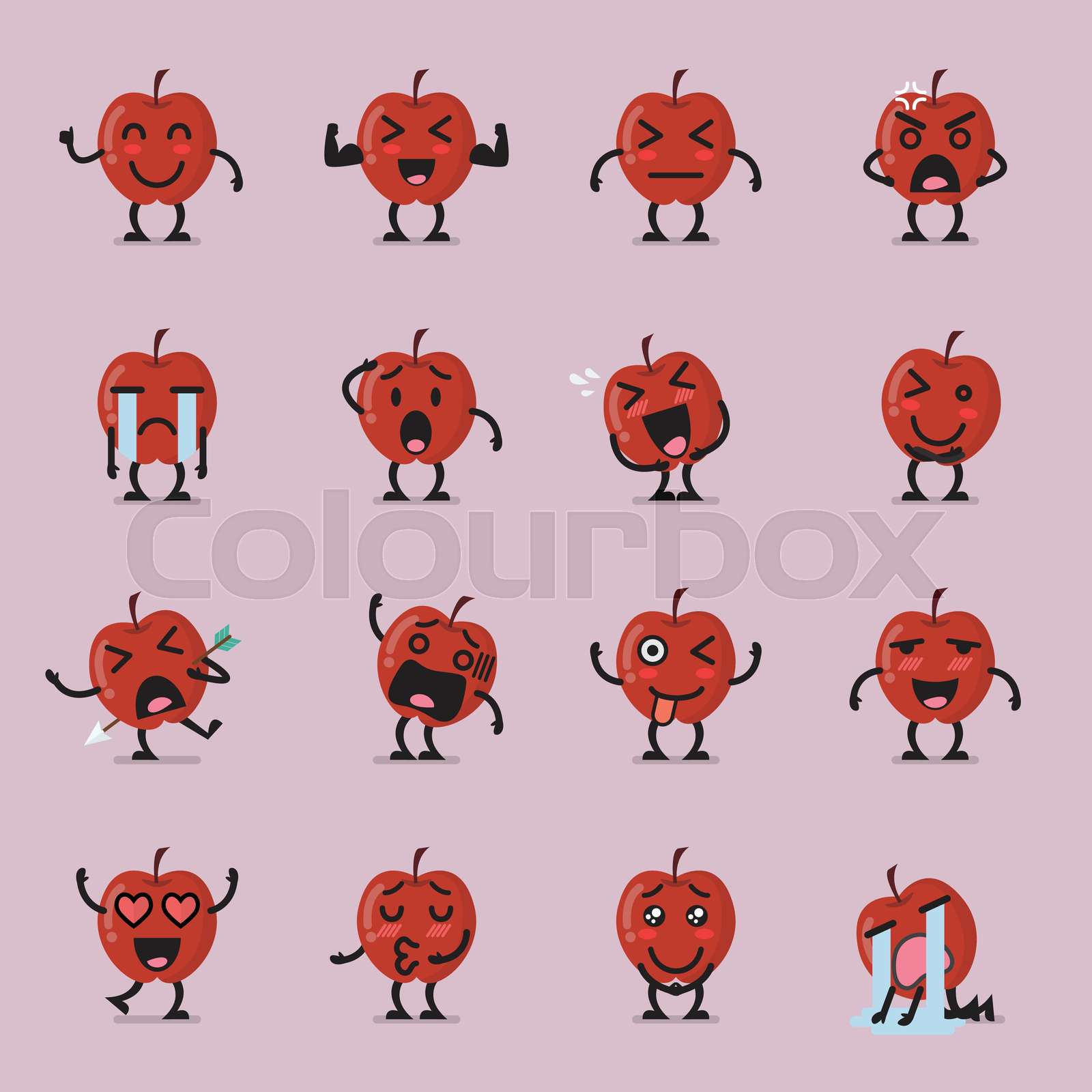 Apple character emoji set | Stock vector | Colourbox