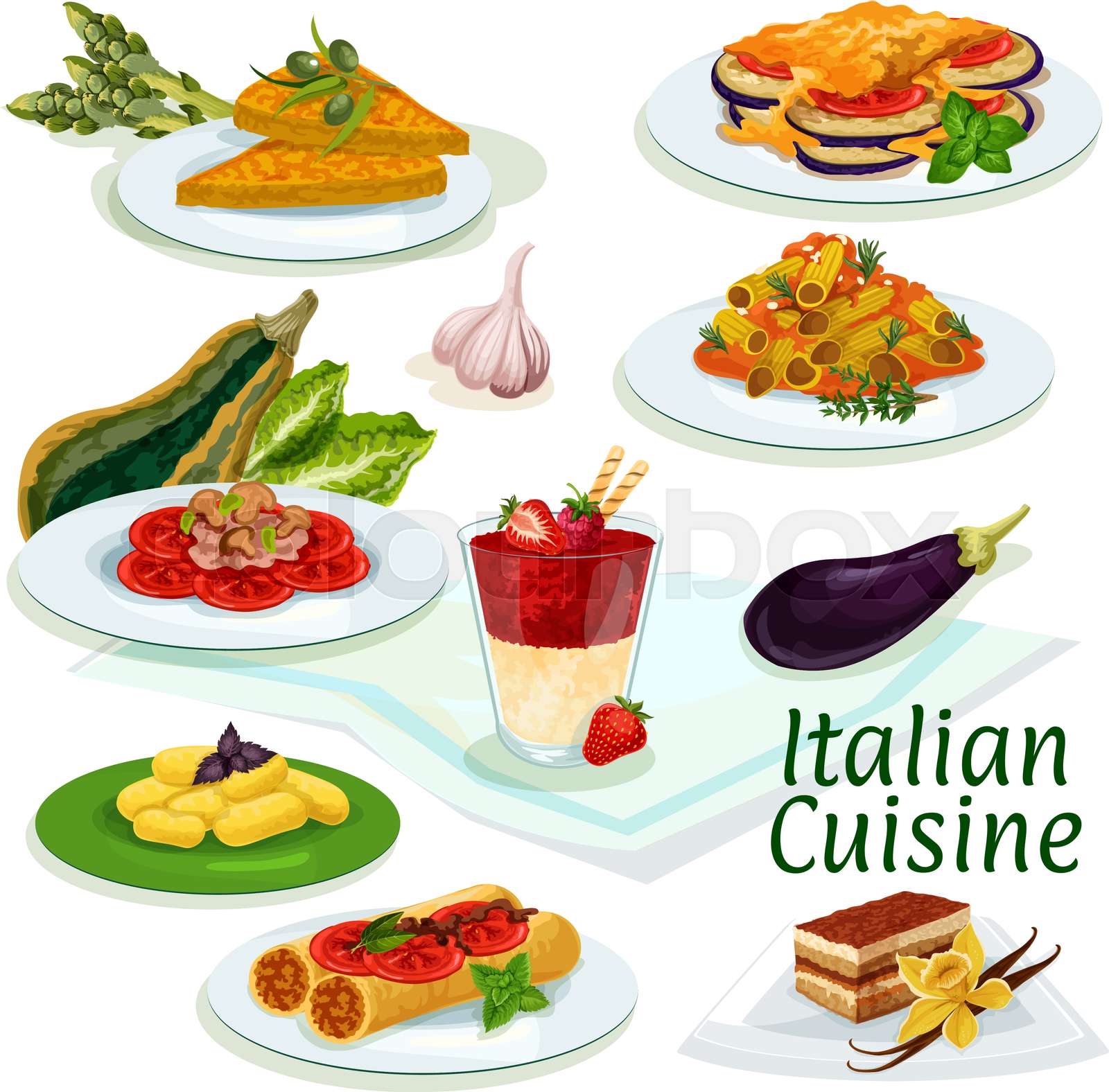 Italian cuisine traditional food cartoon icon | Stock vector | Colourbox