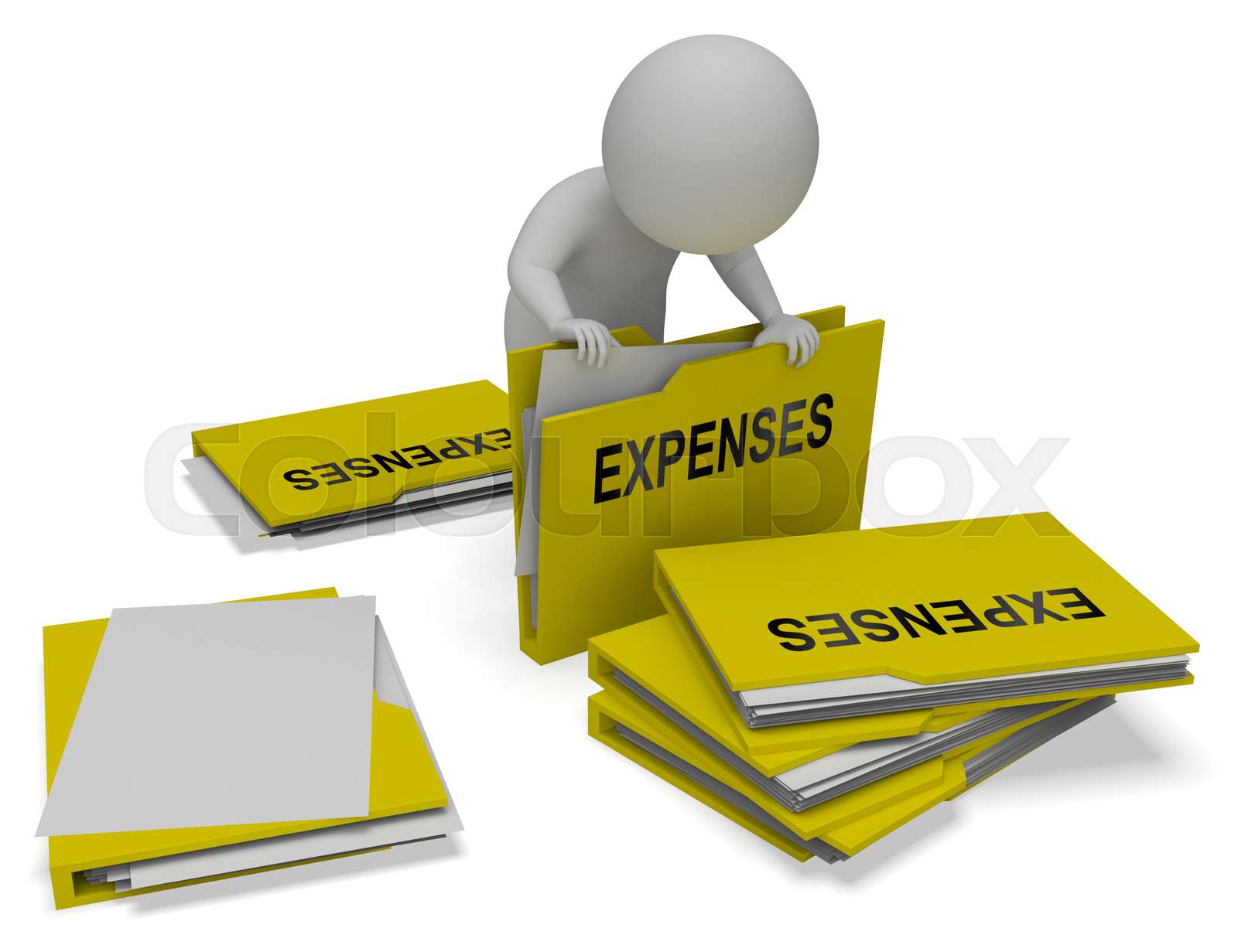 Expenses Folders Represents Finances Outlays 3d Rendering | Stock image ...