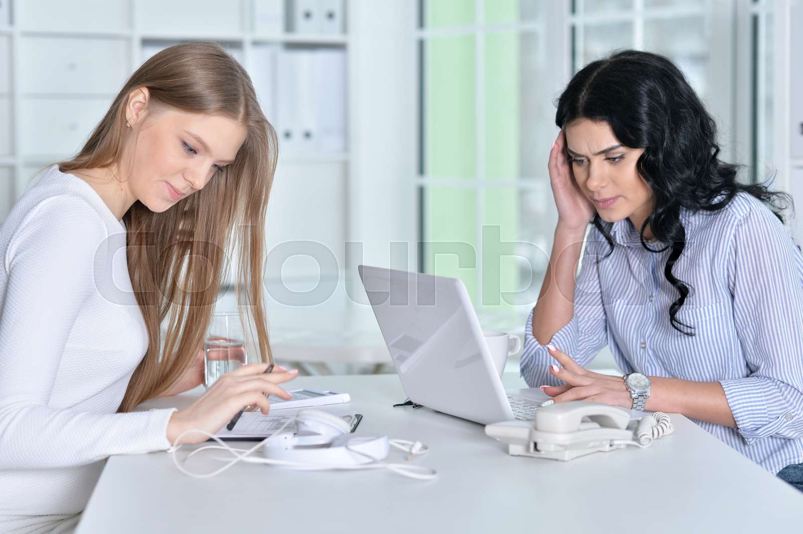 two young girls working | Stock image | Colourbox