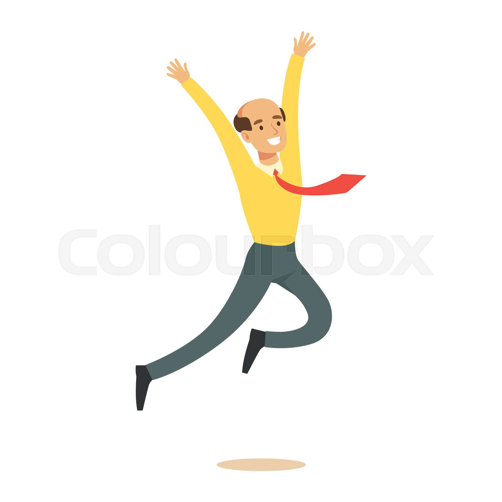 Bold Man With Tie Overwhelmed With Happiness And Joyfully Ecstatic ...