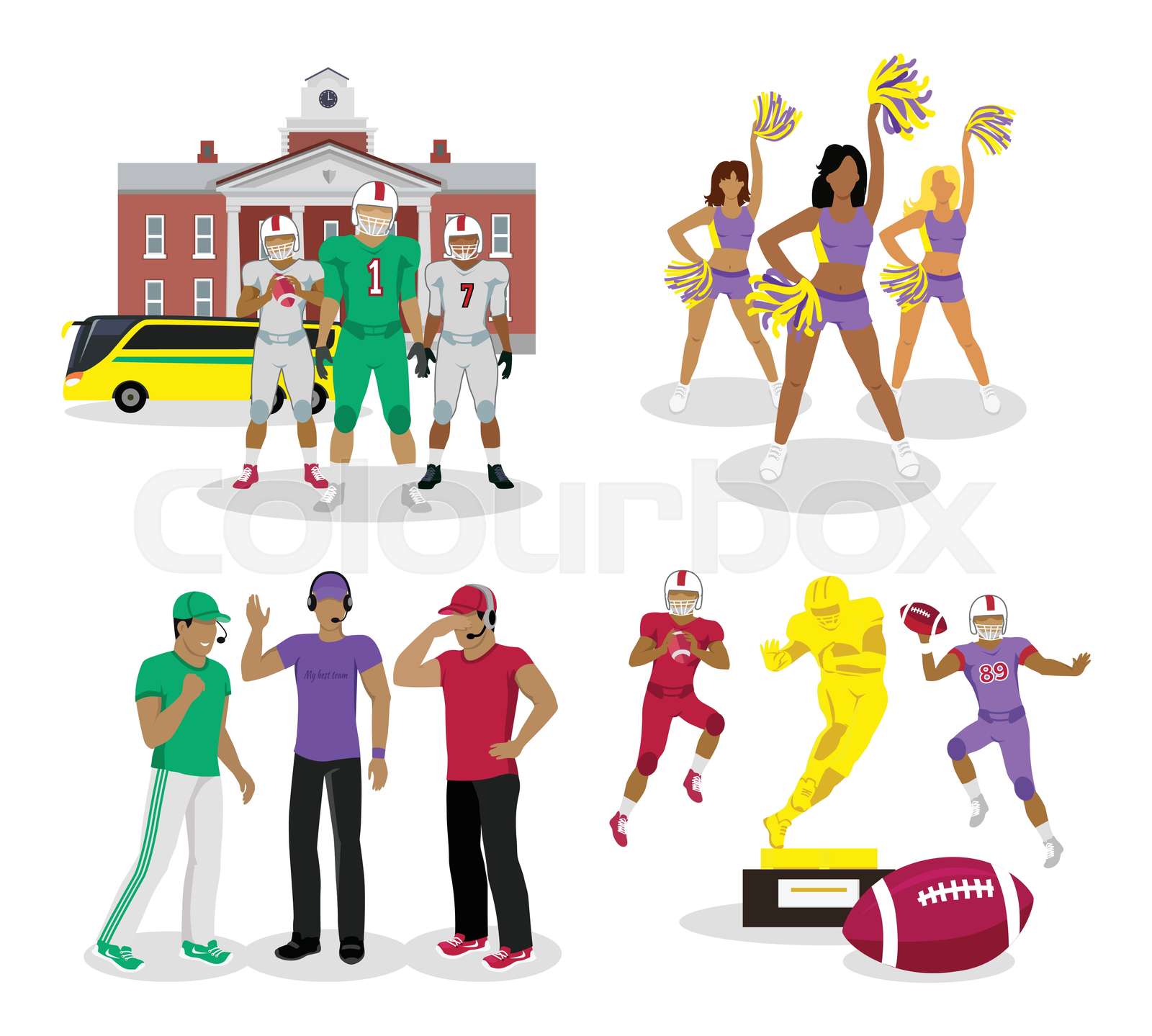 American High School Football Cartoon Illustration | Stock vector ...