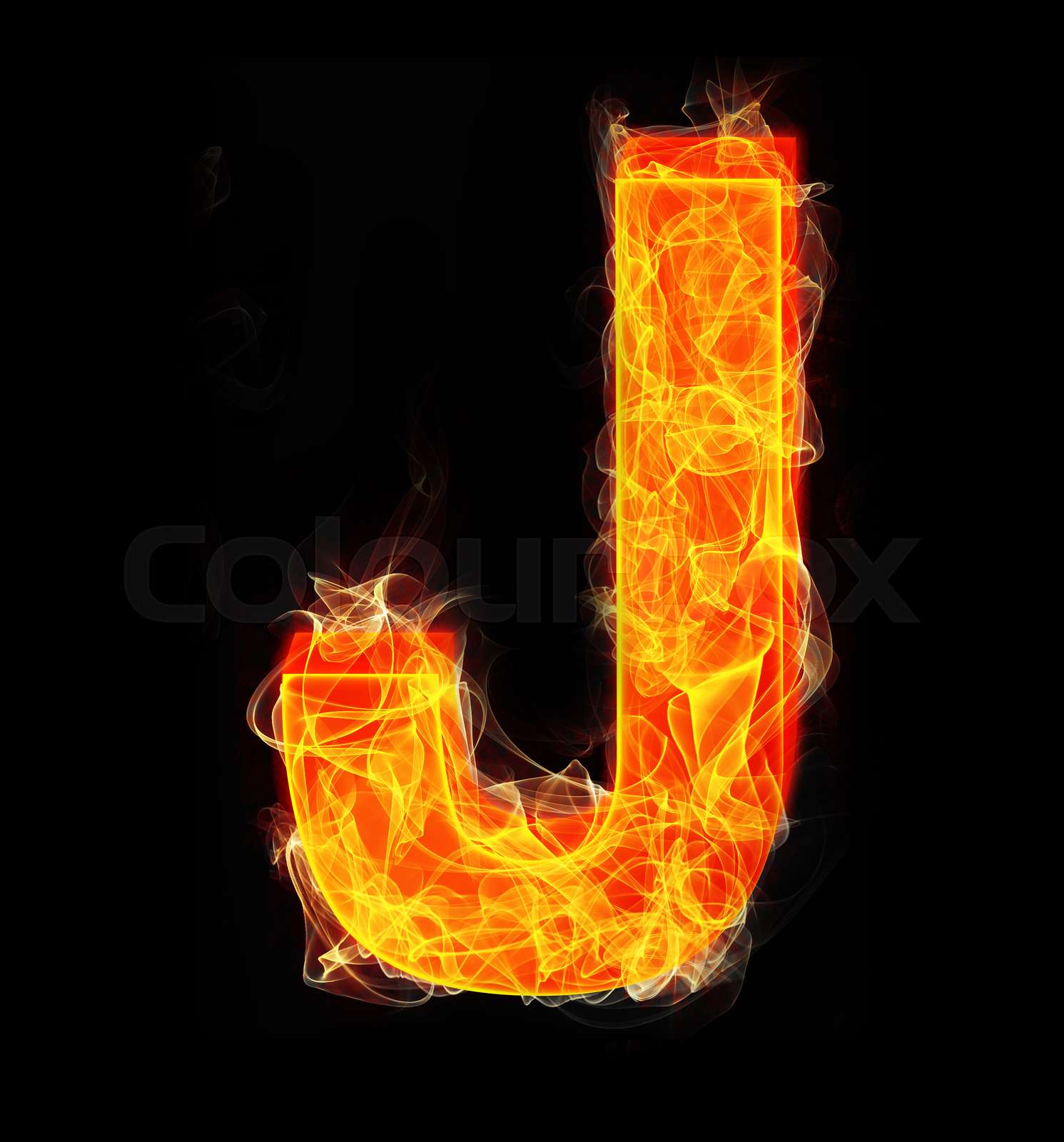 Burning letters as alphabet type J | Stock image | Colourbox