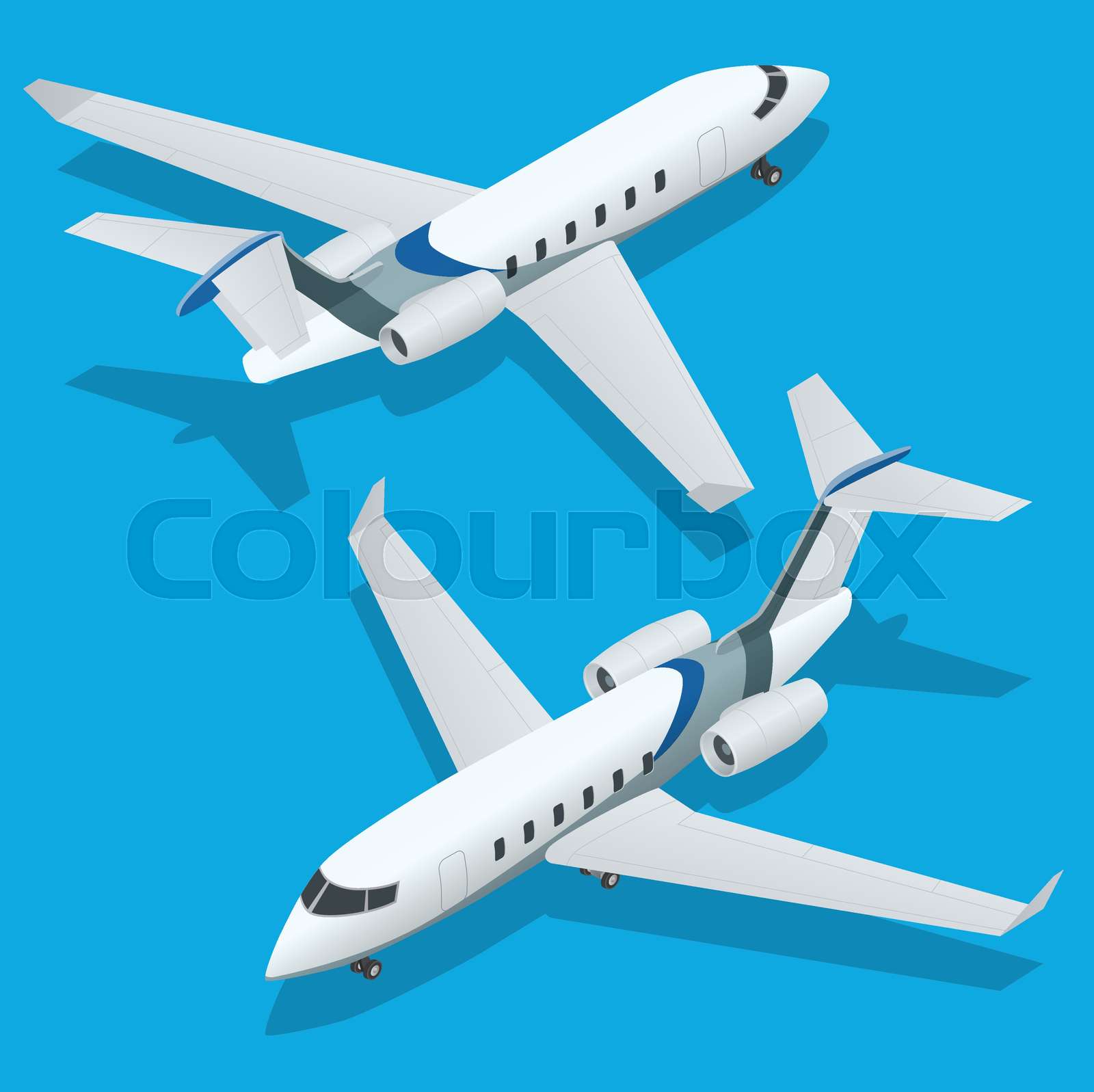 Business aircraft. Corporate jet. Airplane. Private jets. Flat 3d ...