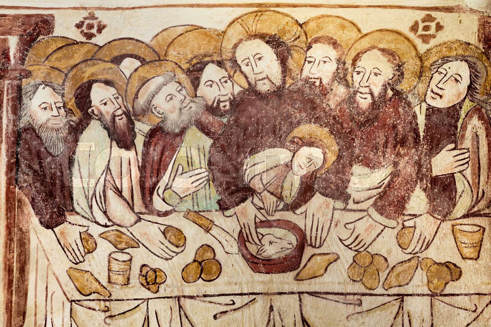 The last supper, e gothic fresco | Stock image | Colourbox