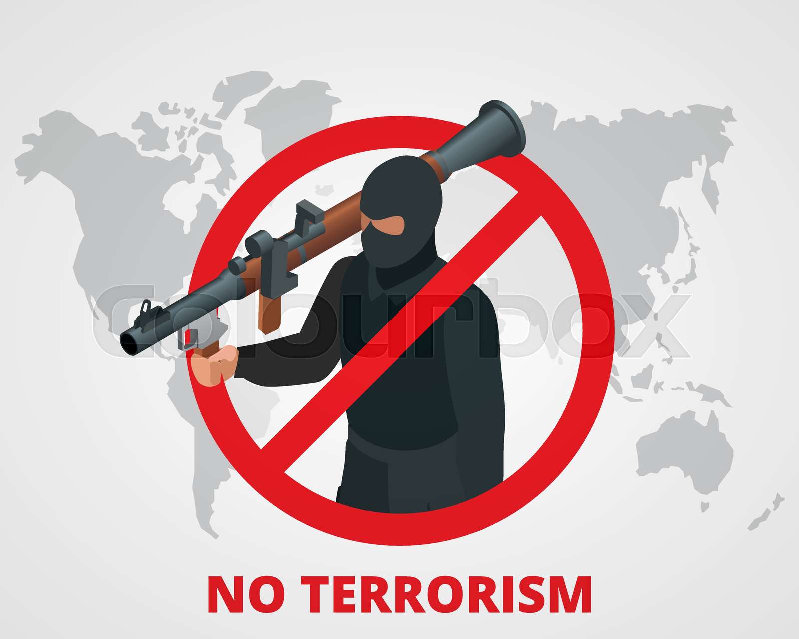 No terrorism. Stop terror sign anti terrorism campaign badge on world ...