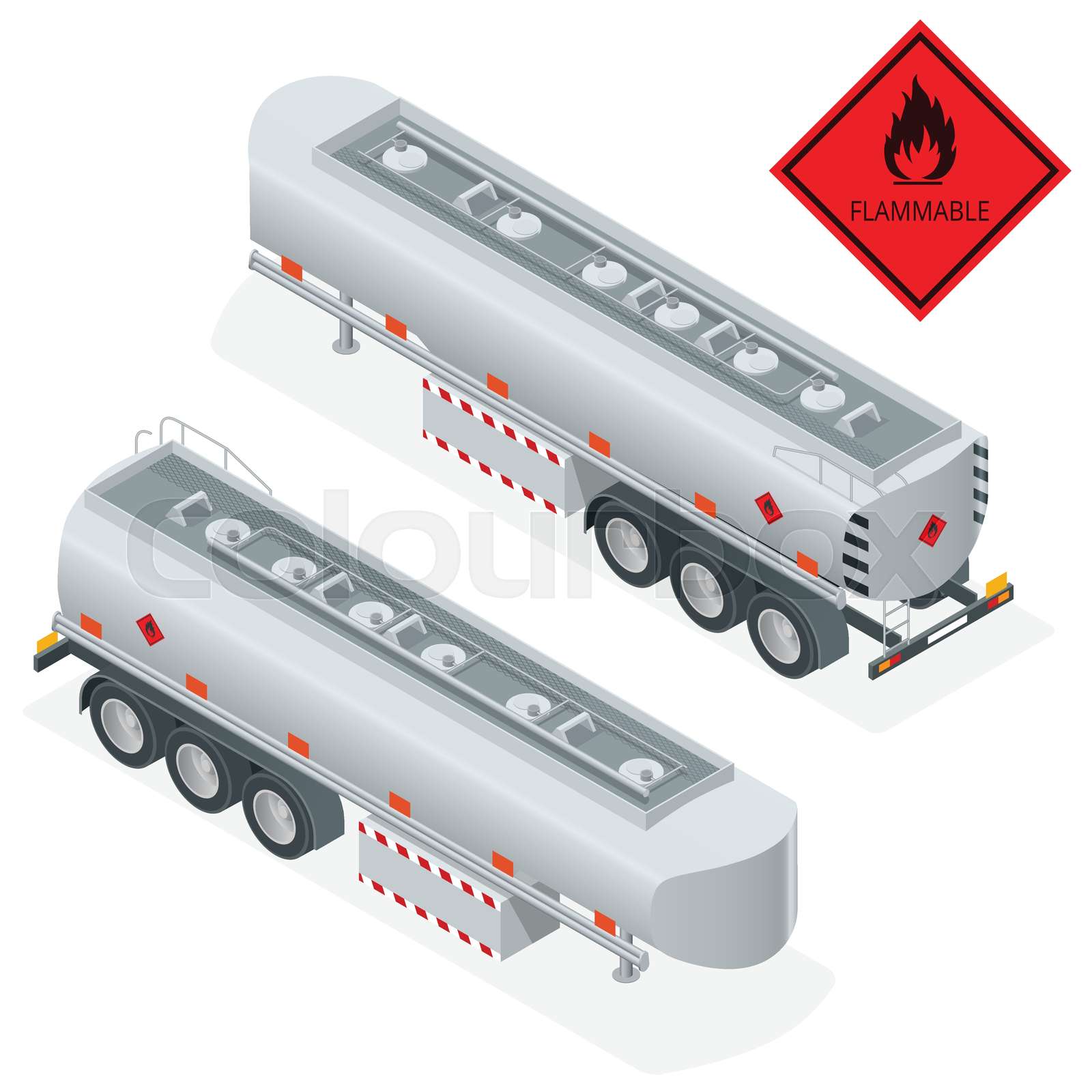 Fuel gas tanker truck isometric illustration. Truck with fuel 3d vector ...