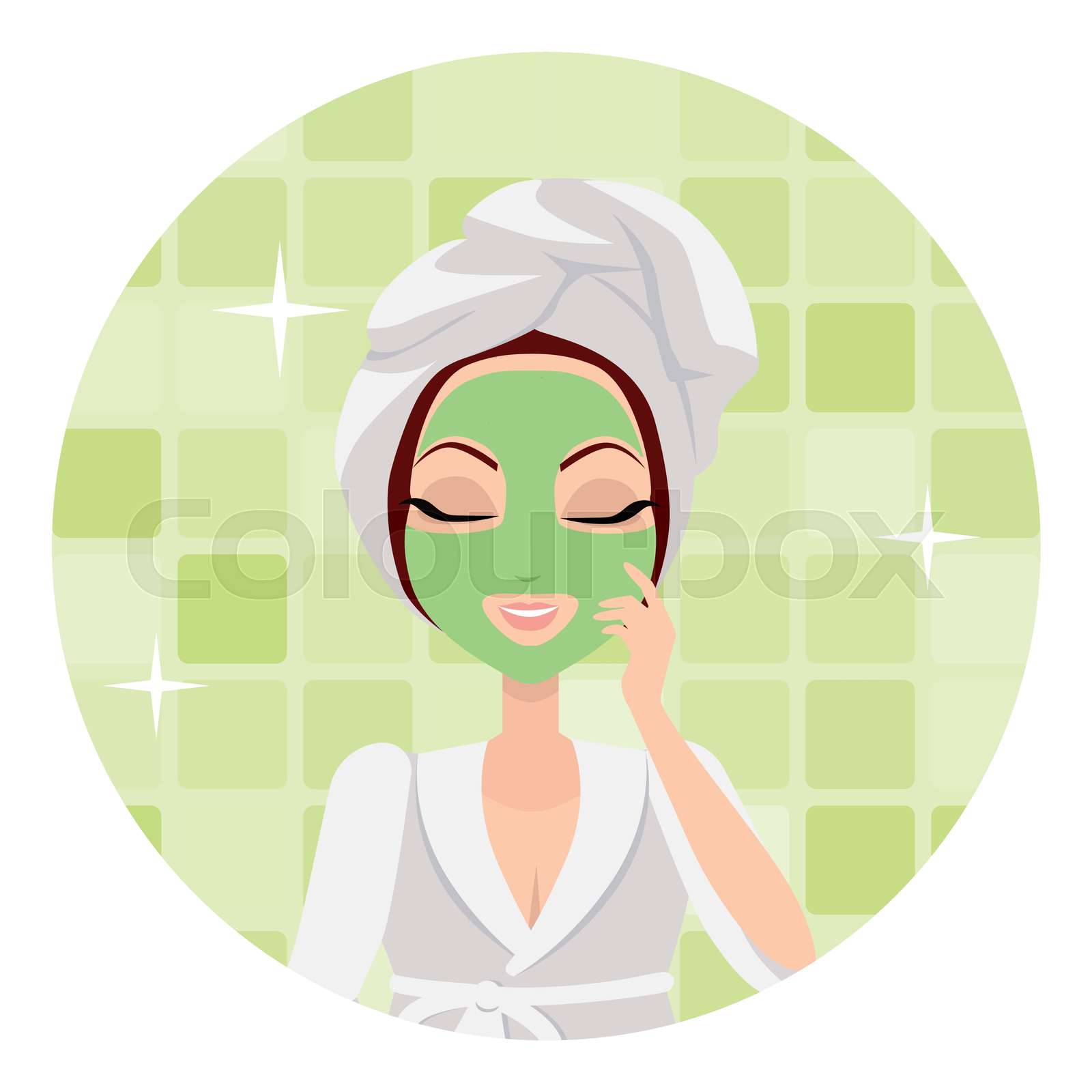 Scrubbing. Girl Applying a Face Scrub. Vector | Stock vector | Colourbox