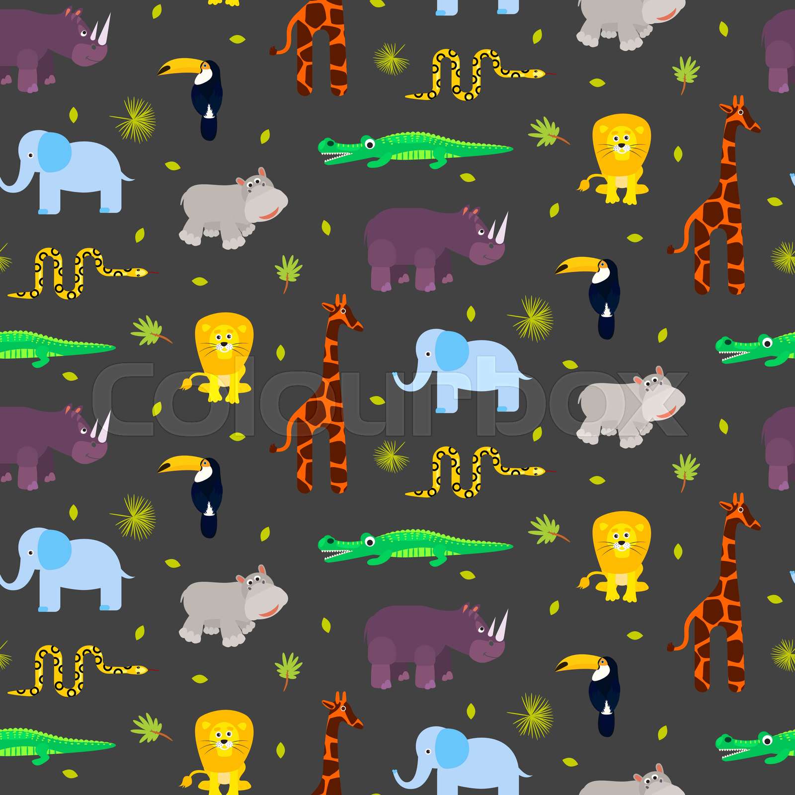 Zoo animals kid seamless pattern vector. | Stock vector | Colourbox