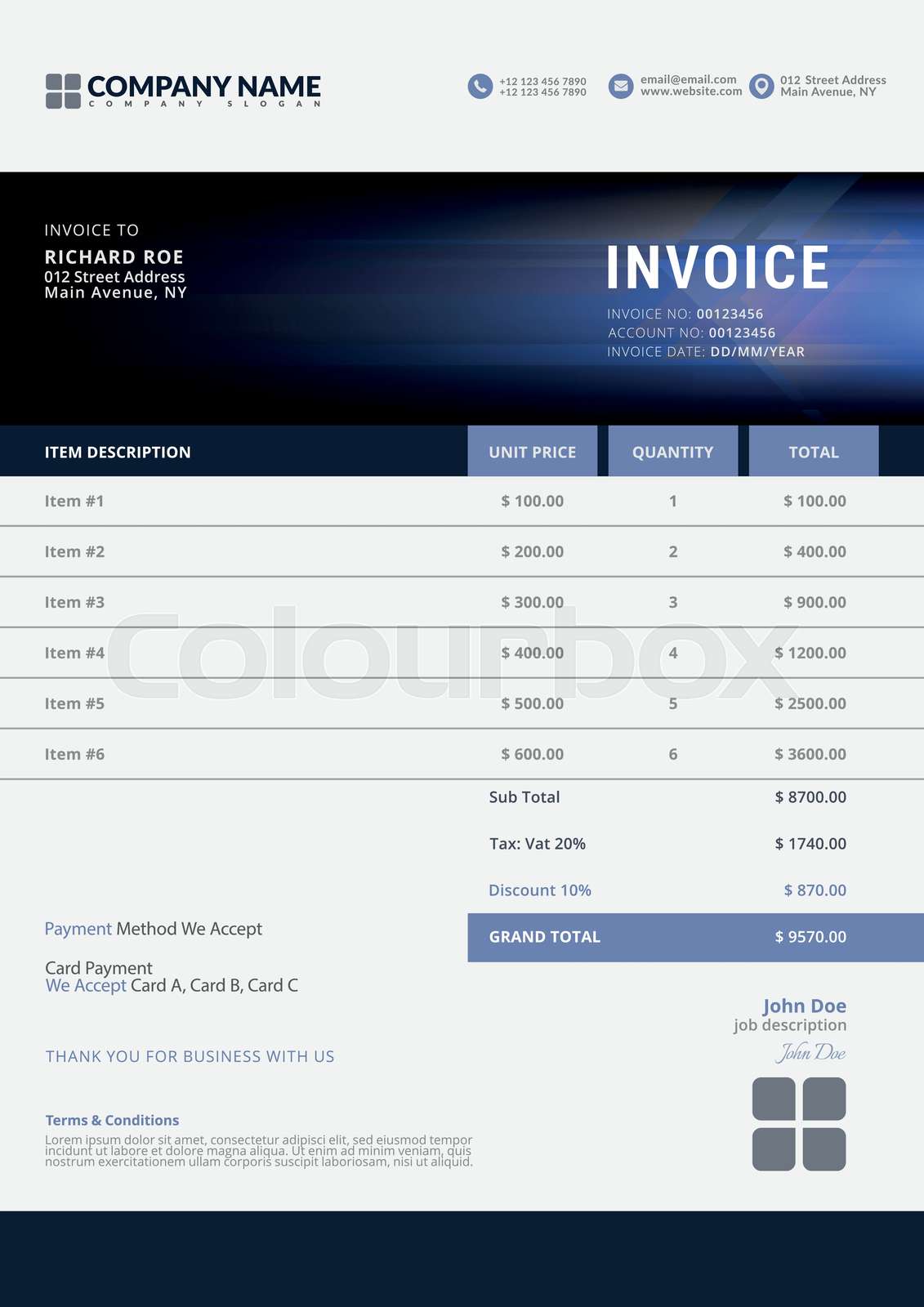 Elegant Vector Invoice Template For Creative Design. | Stock vector ...