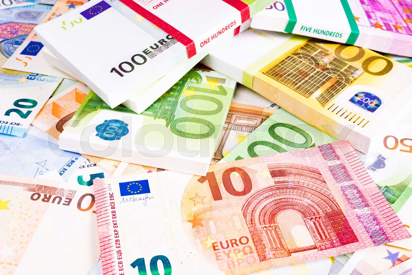 cash money. euro bills. Euro currency money | Stock image | Colourbox