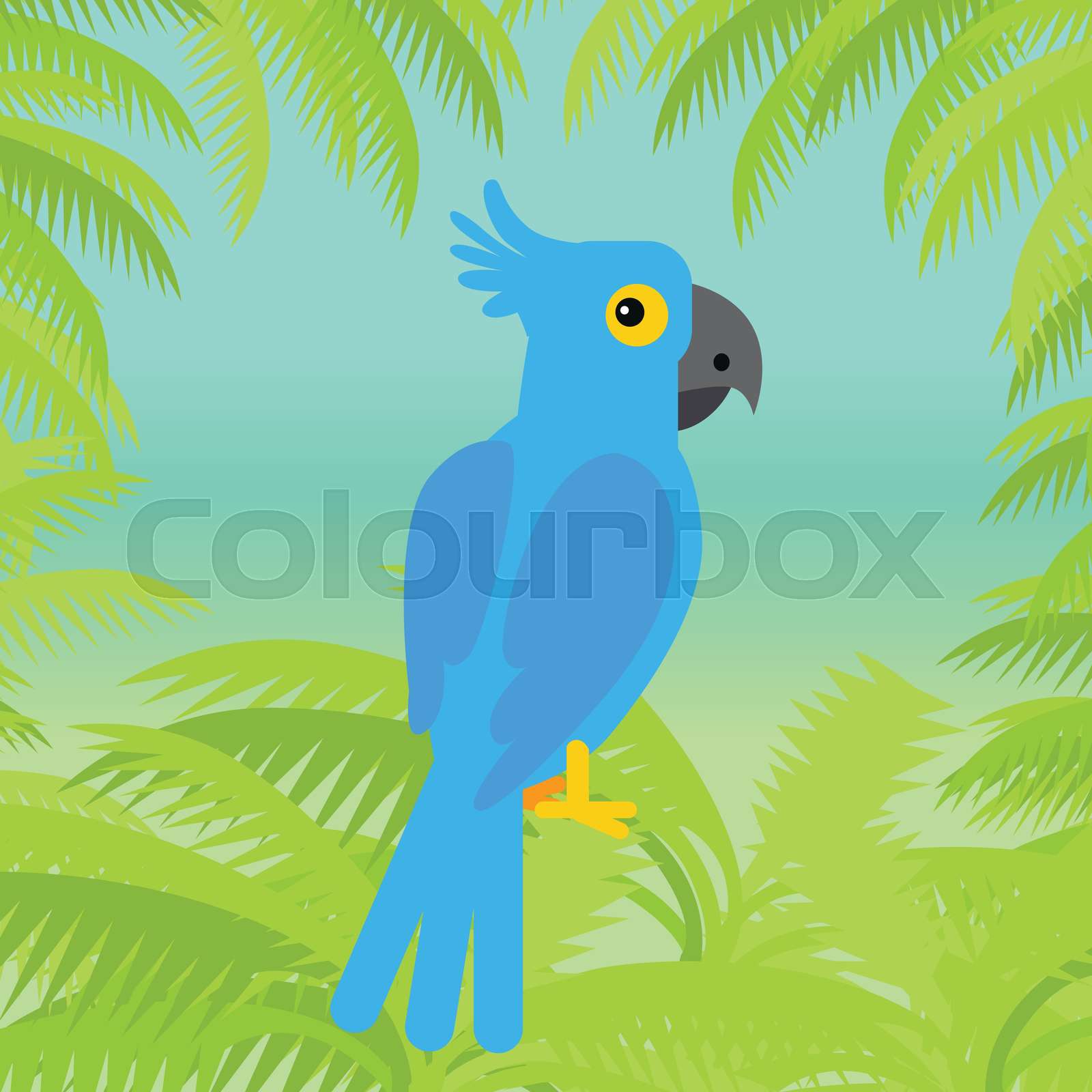 Blue Macaw Parrot Vector Flat Design Illustration | Stock vector ...