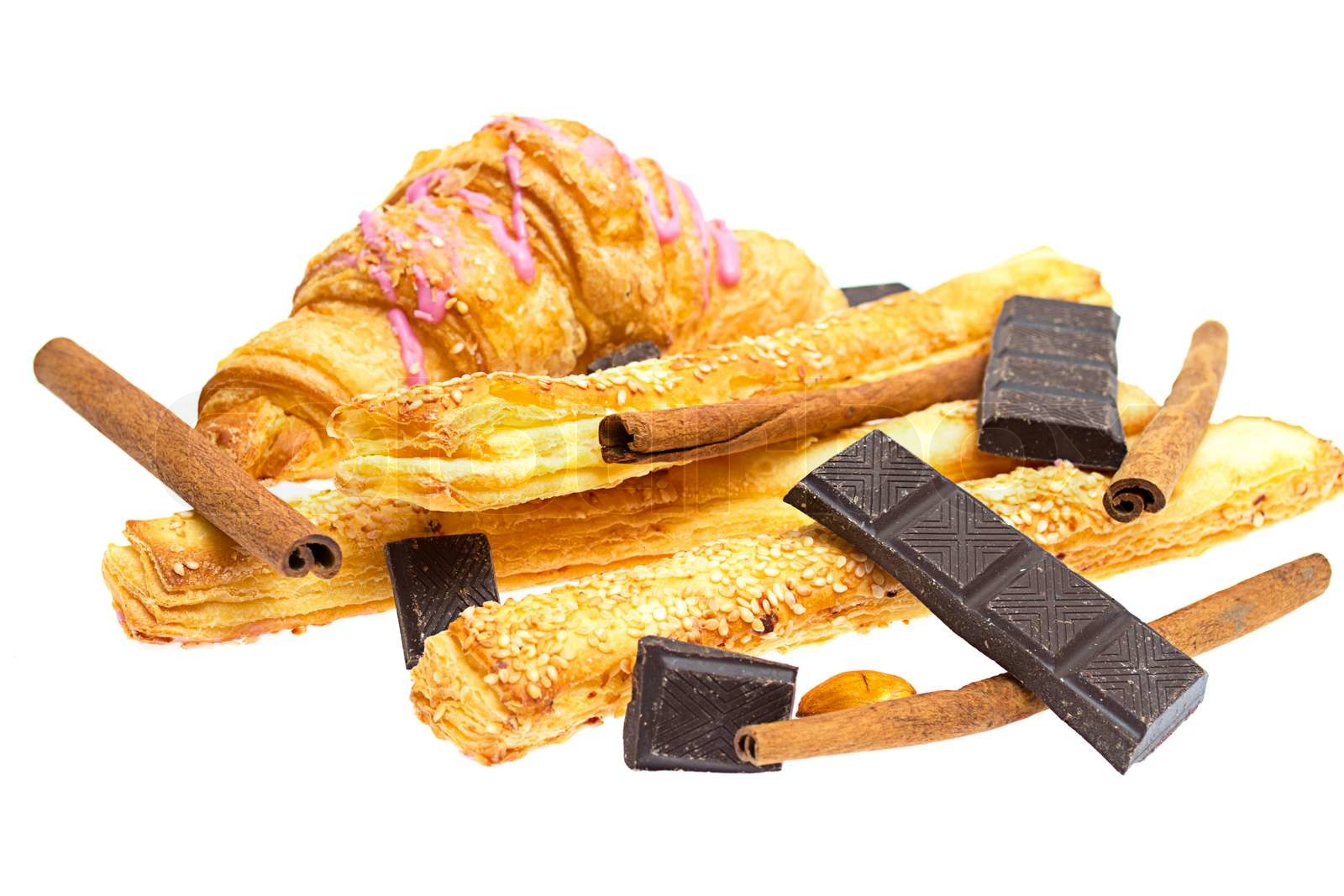 crispy sticks with sesame and croissant | Stock image | Colourbox