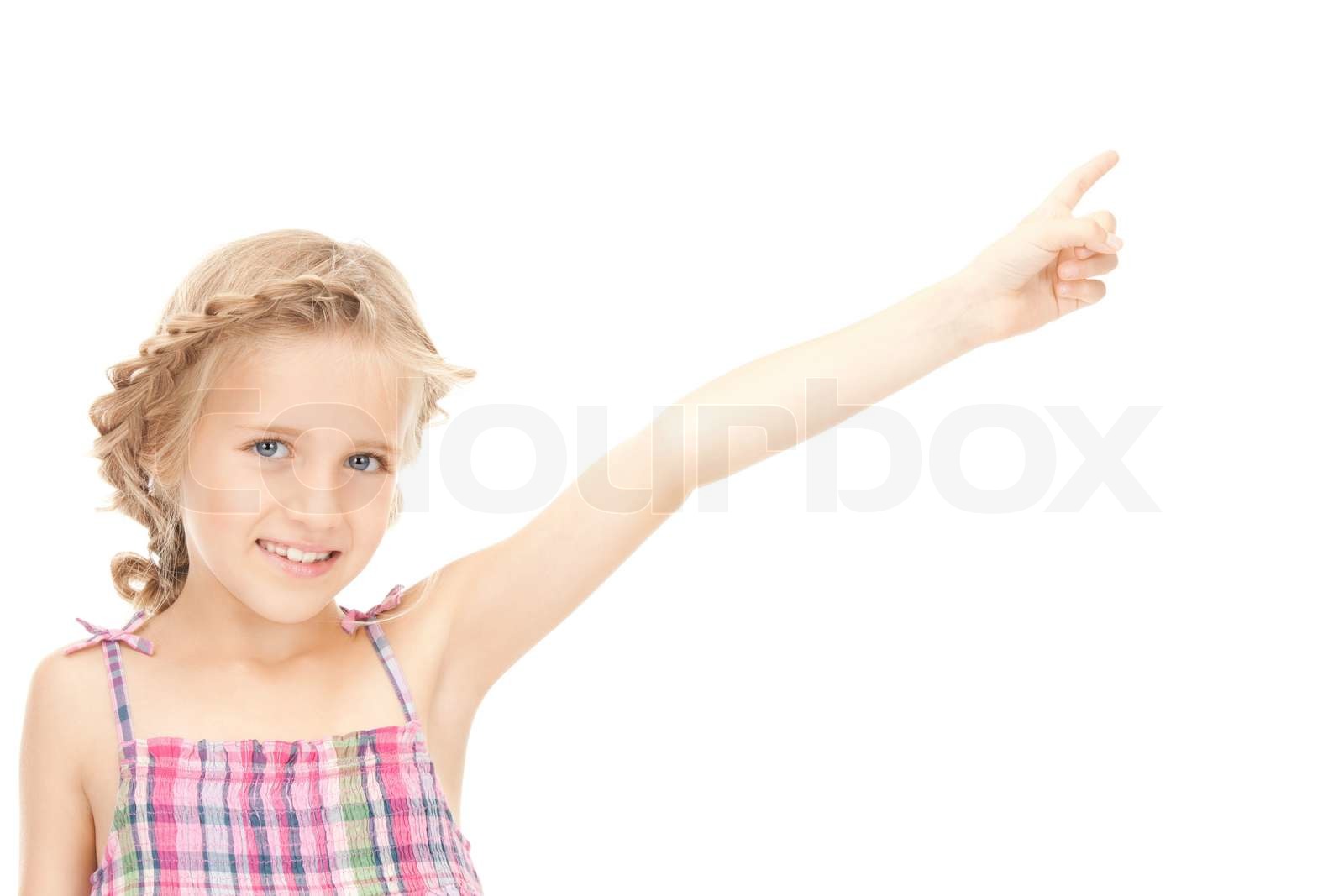 picture of little girl pointing her finger | Stock image | Colourbox