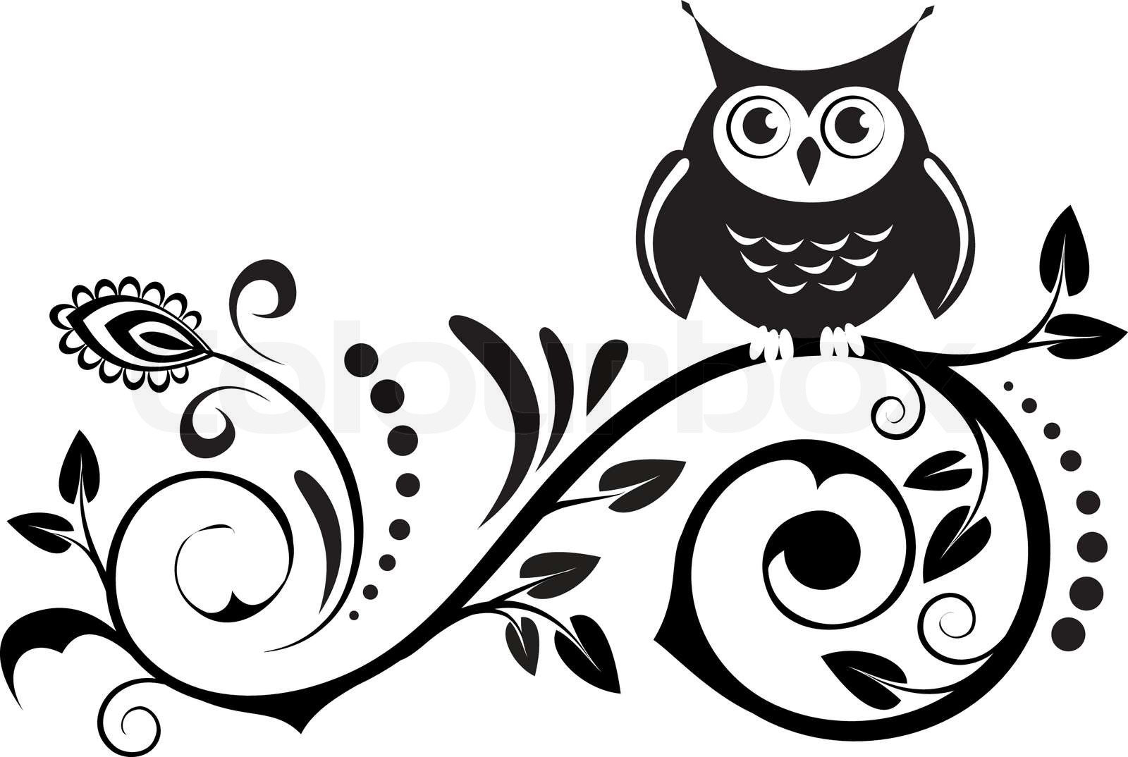 niedlichen eigenen auf einem Ast mit dekorativen Blättern | Stock ...