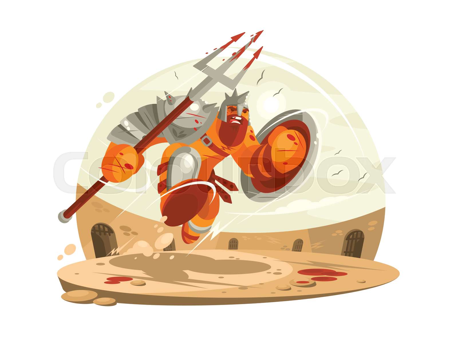 Gladiator in armor with shield | Stock vector | Colourbox