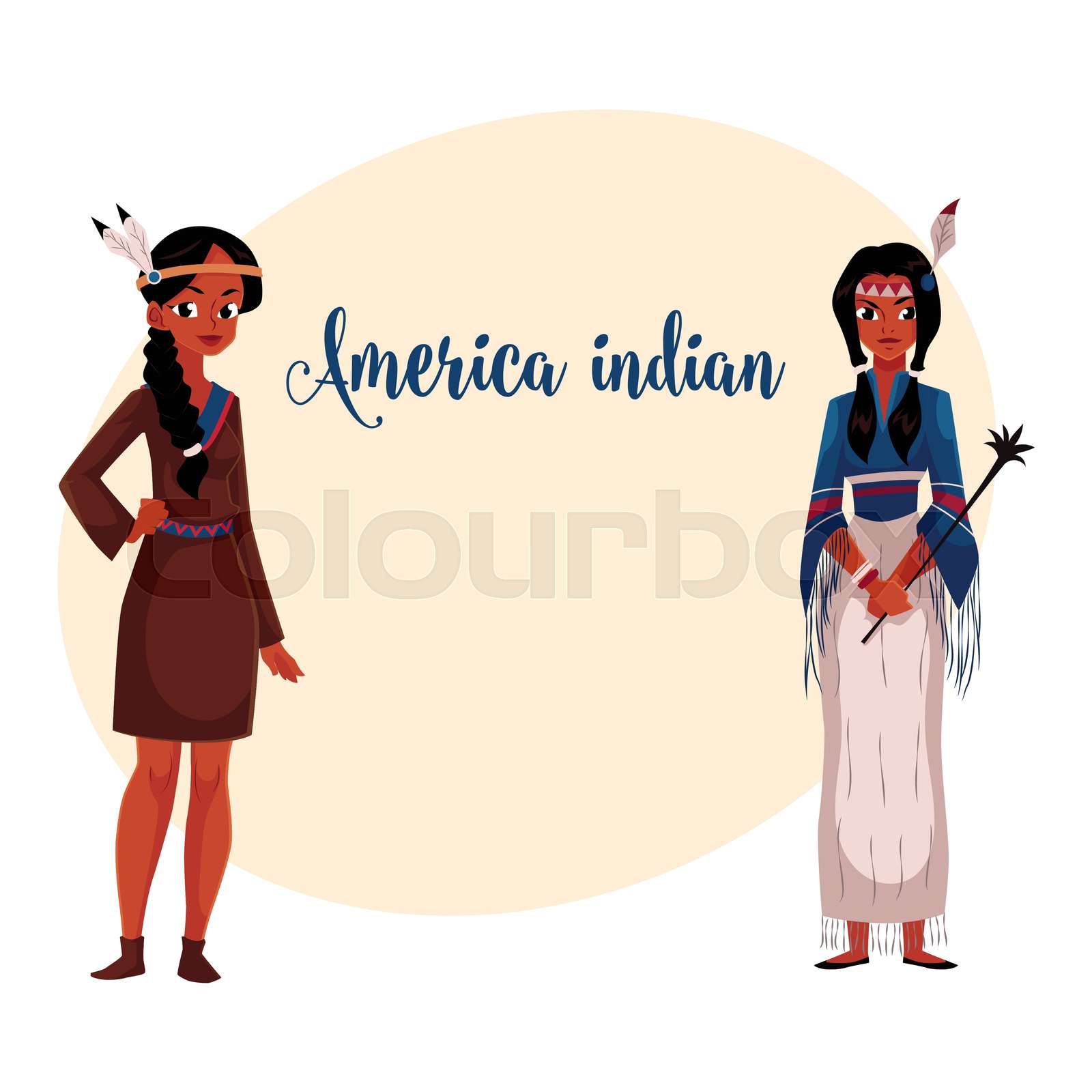 Cartoon Native American Woman