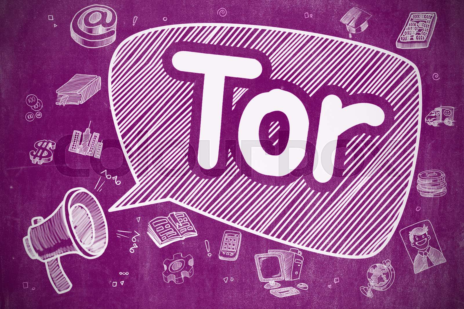 Tor - Cartoon Illustration on Purple Chalkboard. | Stock image | Colourbox