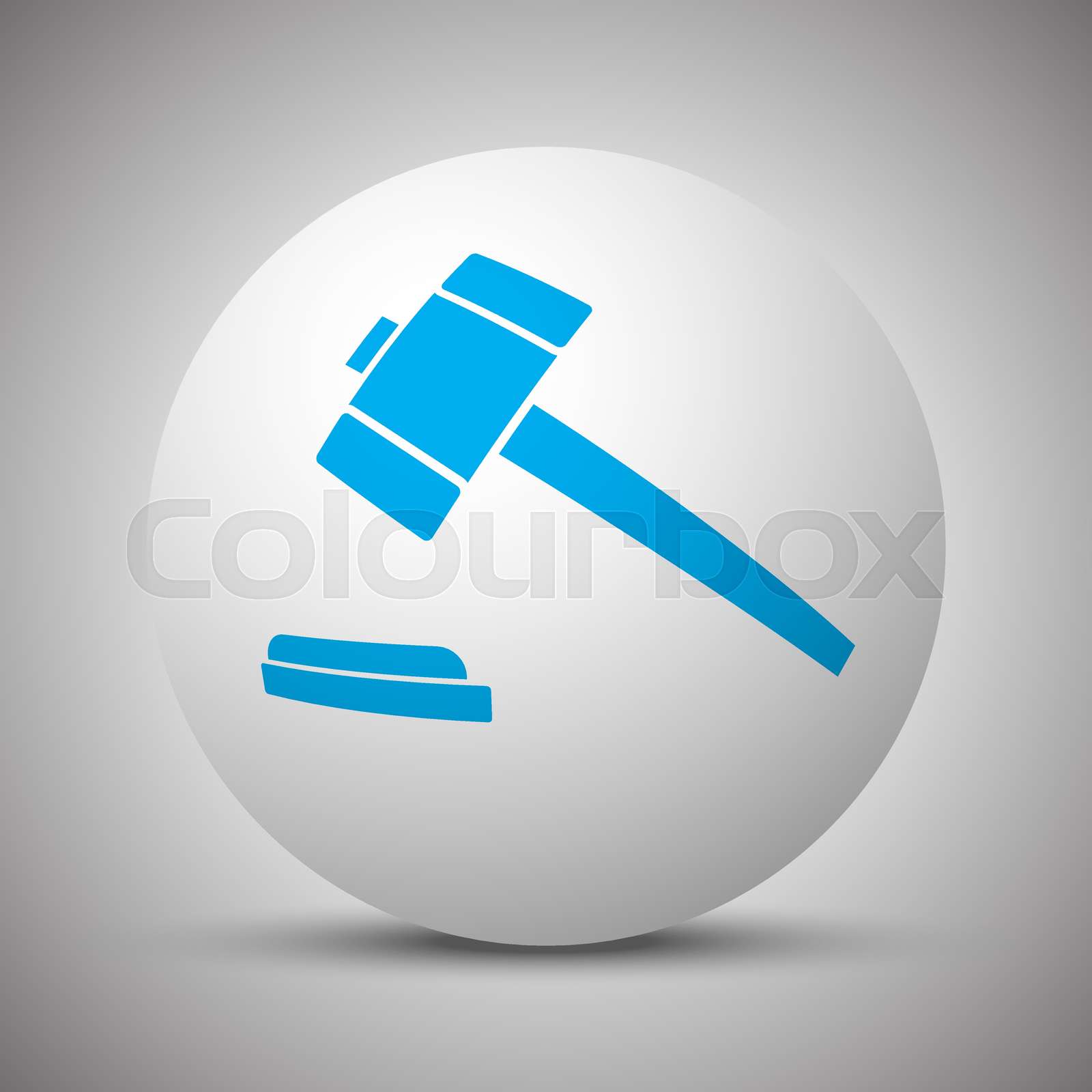 Blue Law Gavel icon on white sphere | Stock vector | Colourbox